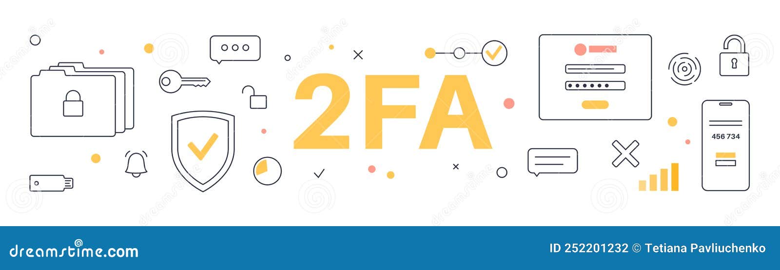 Two factor authentication stock vector. Illustration of vector - 252201232