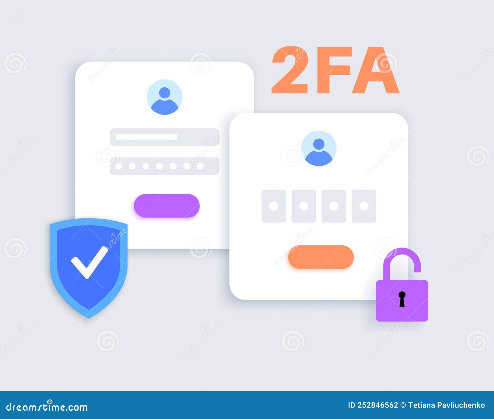 Two factor authentication stock vector. Illustration of code - 252846562