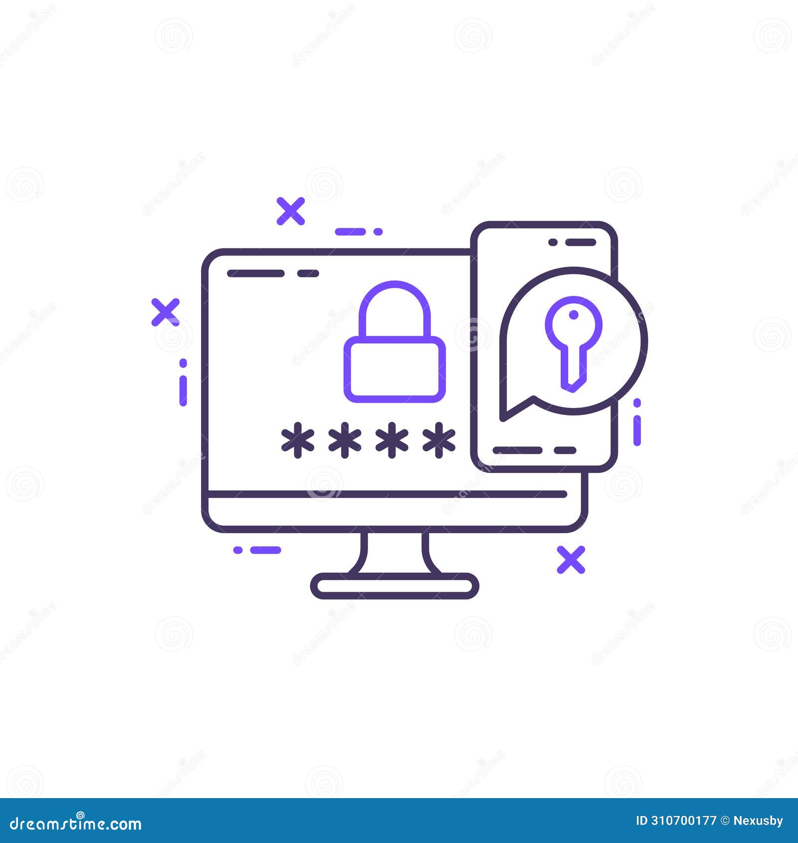 Two Factor Authentication Line Icon Stock Vector - Illustration of user ...