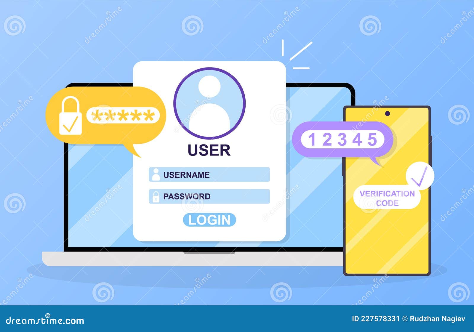 Two factor authentication stock vector. Illustration of internet ...