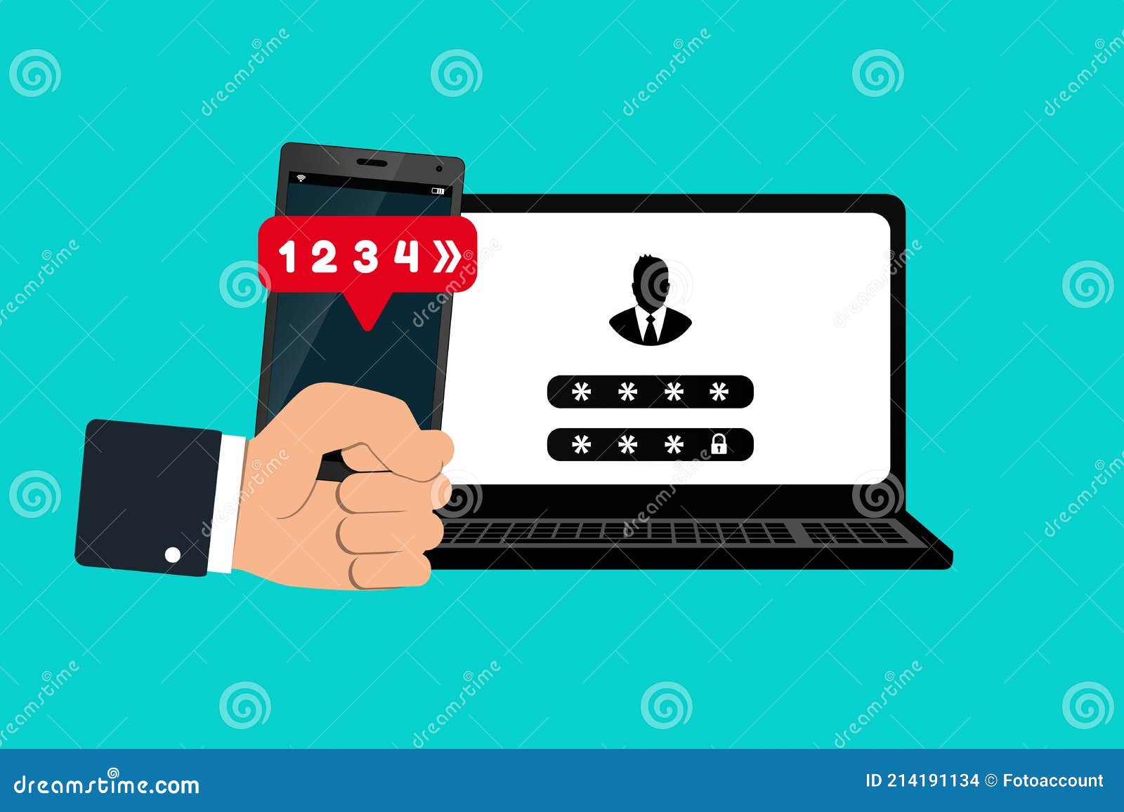 Duo Authentication Concept Banner With Text Place. Can Use For Web ...