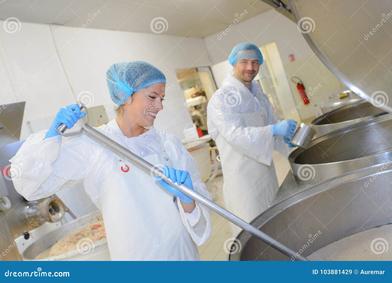 Two Factory Workers Working in Factory Stock Image - Image of portrait ...