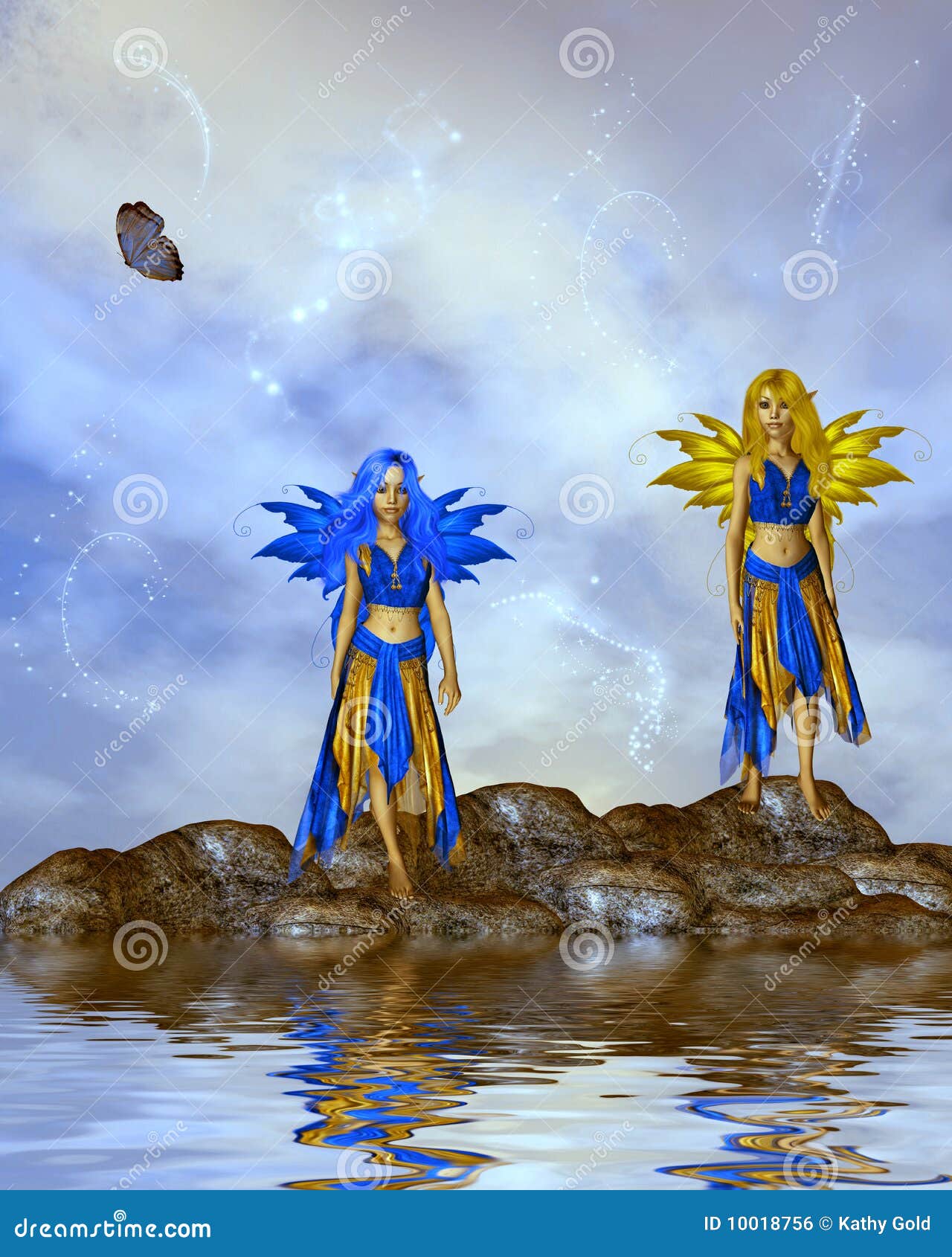 Two Fairies stock illustration. Illustration of gremlin - 10018756