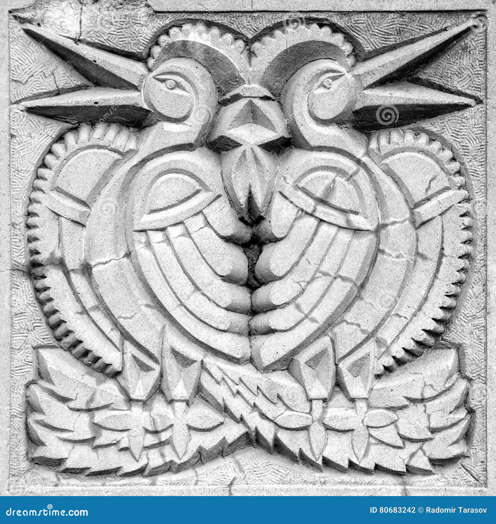 Two Fairy Birds, Bas-relief Stock Illustration - Illustration of ...