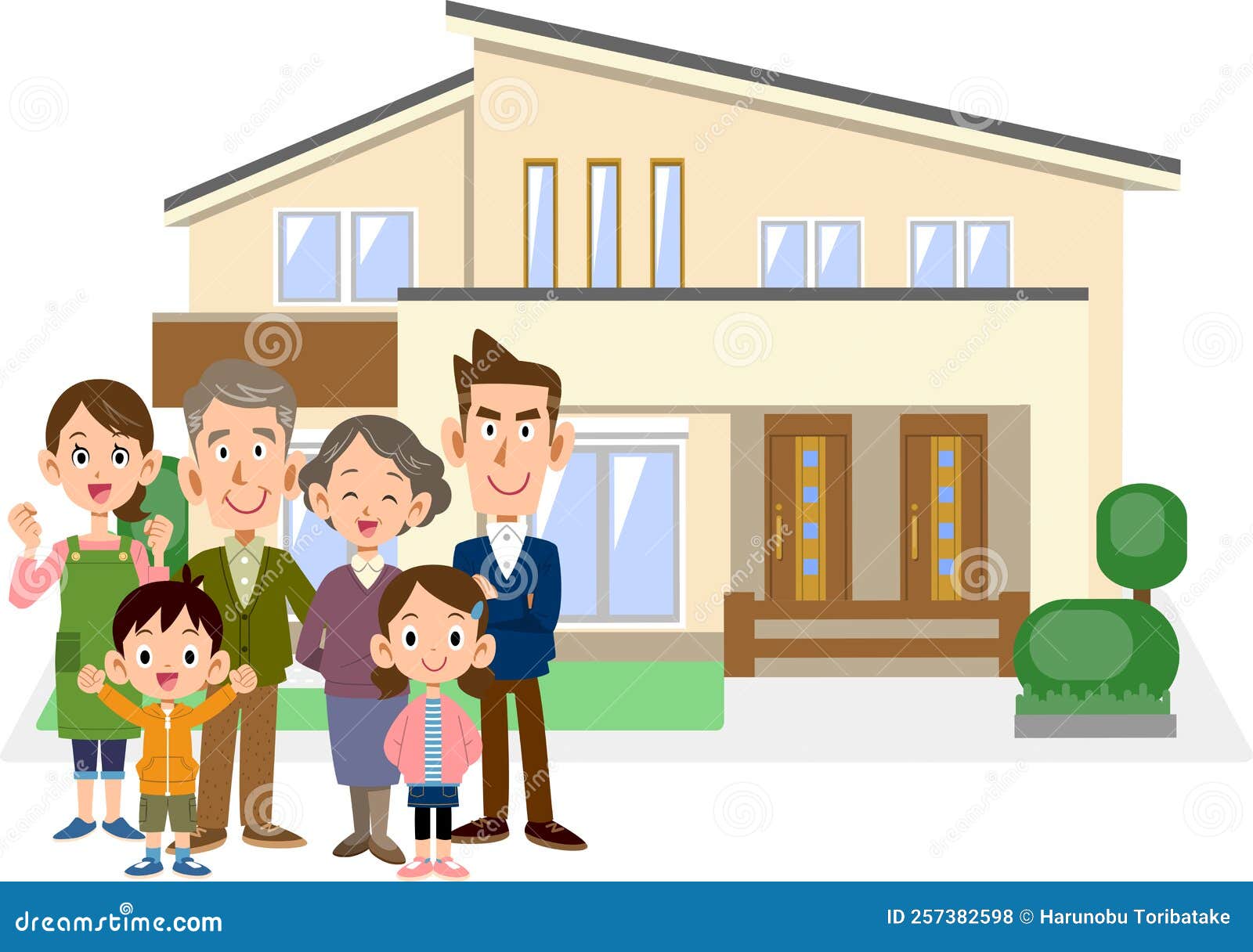 Two-family House and Three-generation Family Stock Vector ...