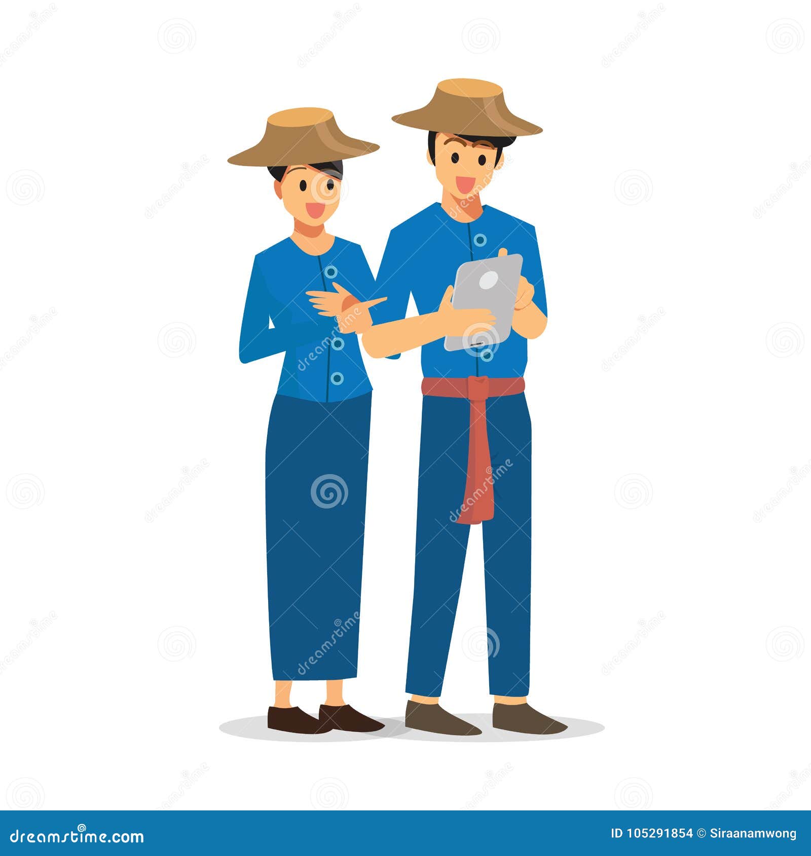 Two farmer using a tablet stock vector. Illustration of farmer - 105291854