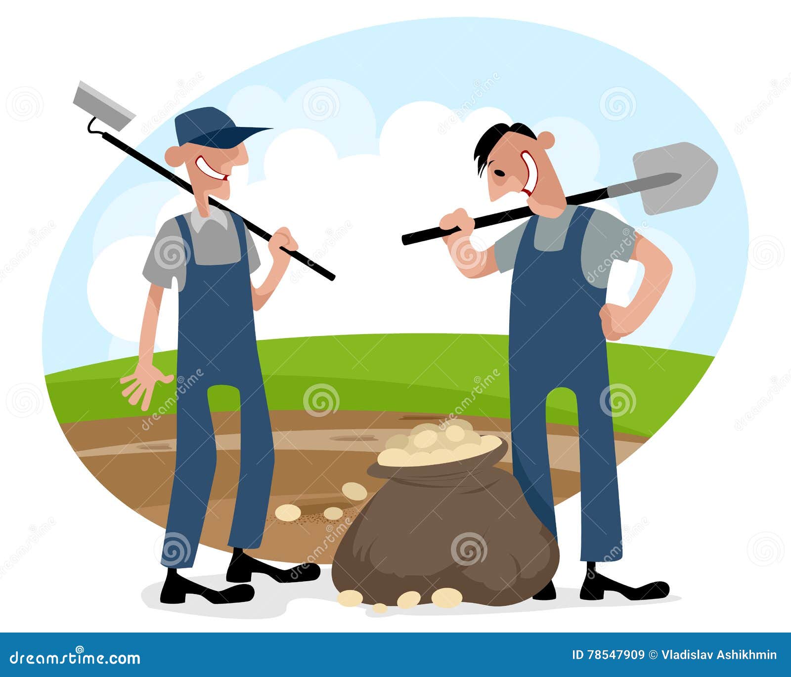 Two farmers on field stock vector. Illustration of comic - 78547909