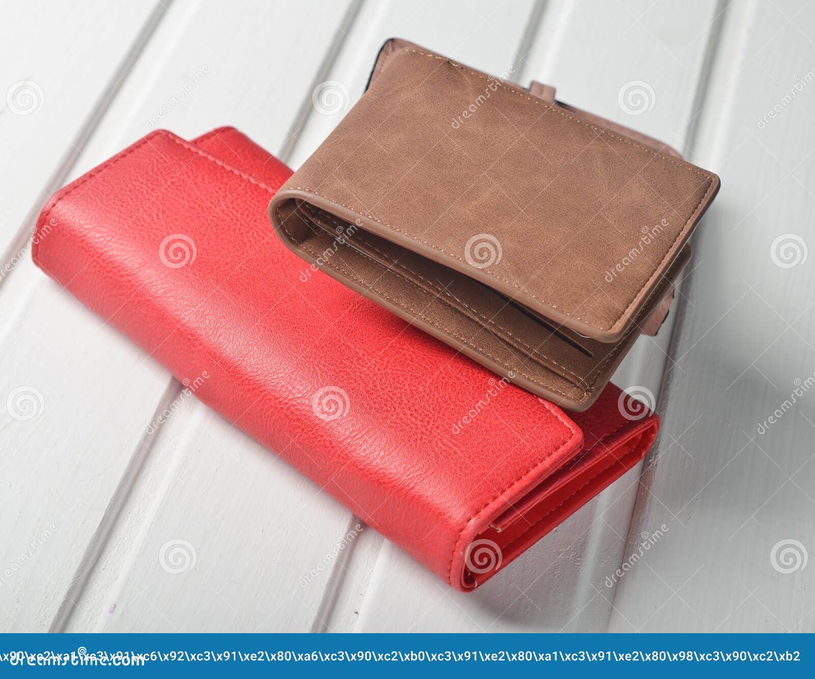 Two Fashionable Purses on a White Wooden Table Stock Image - Image of ...