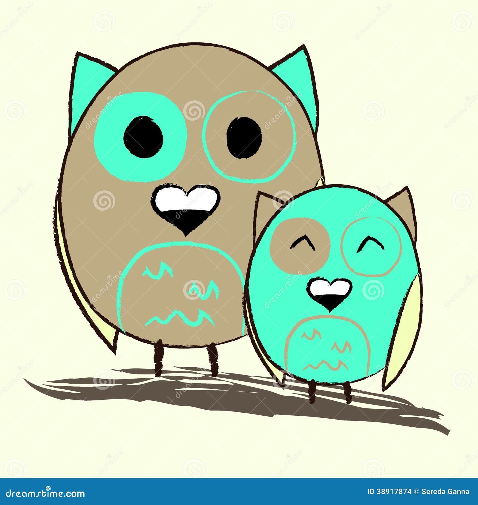 Two fat cute owls stock vector. Illustration of vector - 38917874
