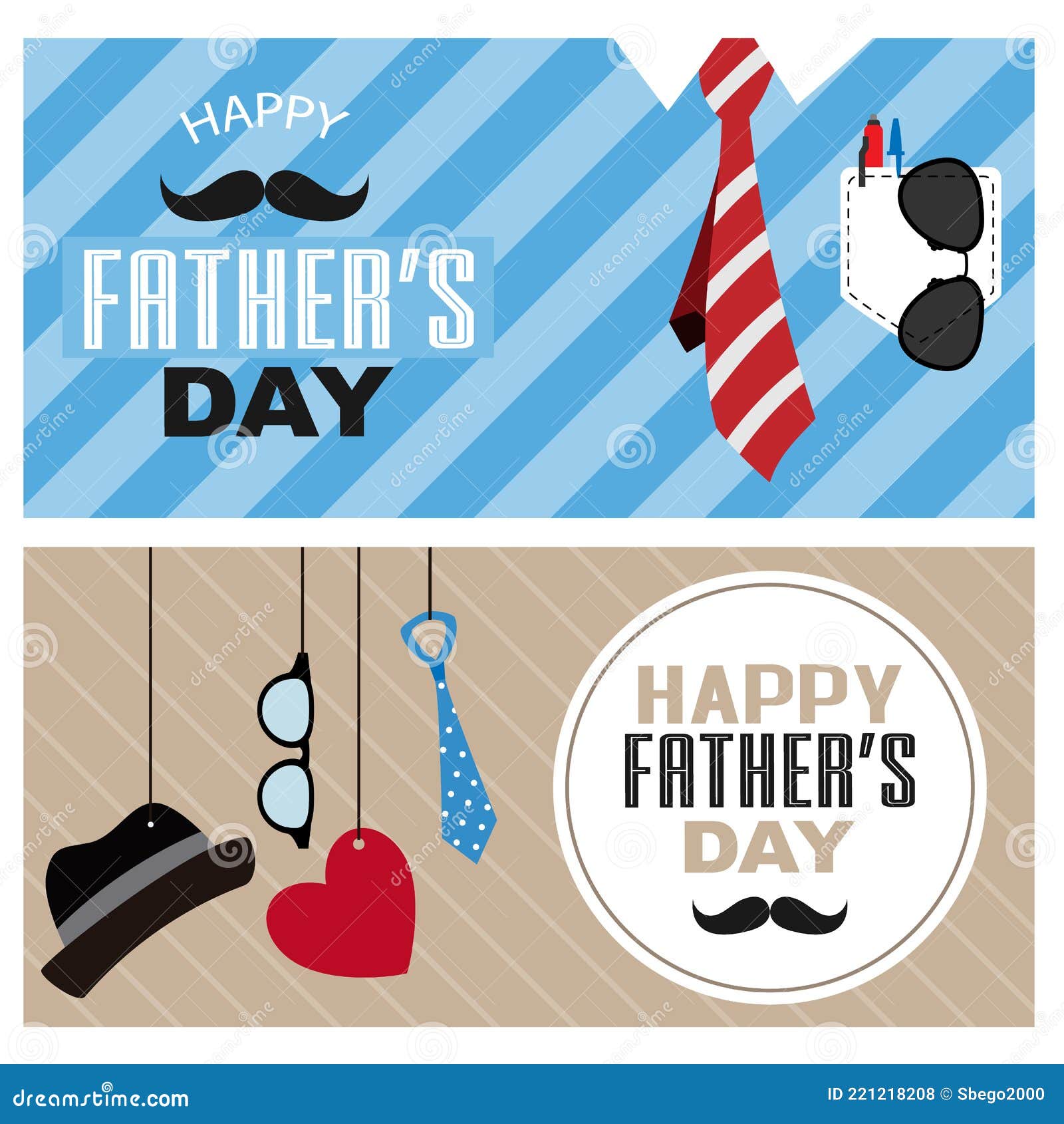Two father`s day banners stock vector. Illustration of father - 221218208