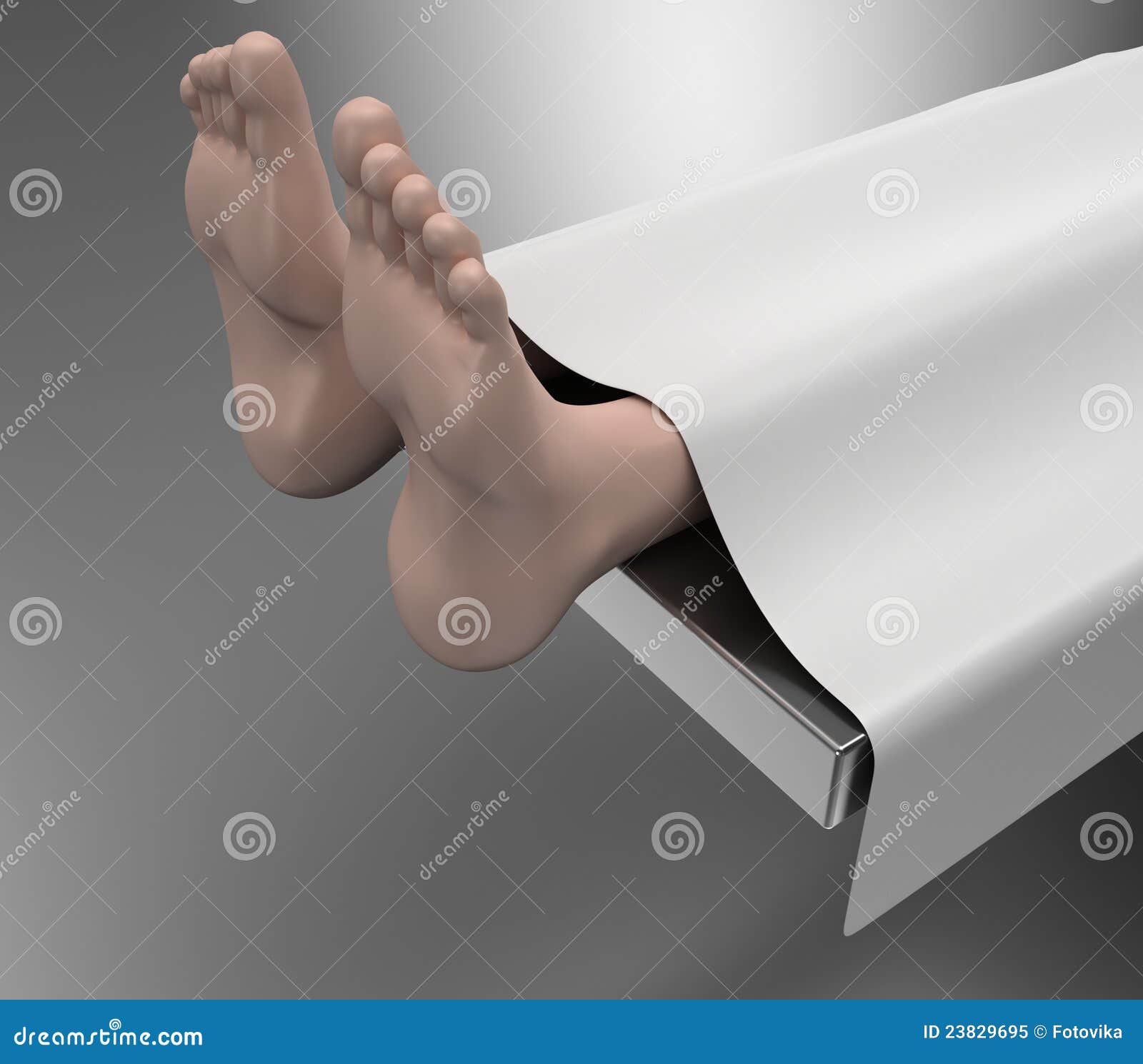Two Feet Of A Dead Body, With An Identification Tag. Vector Drawing ...