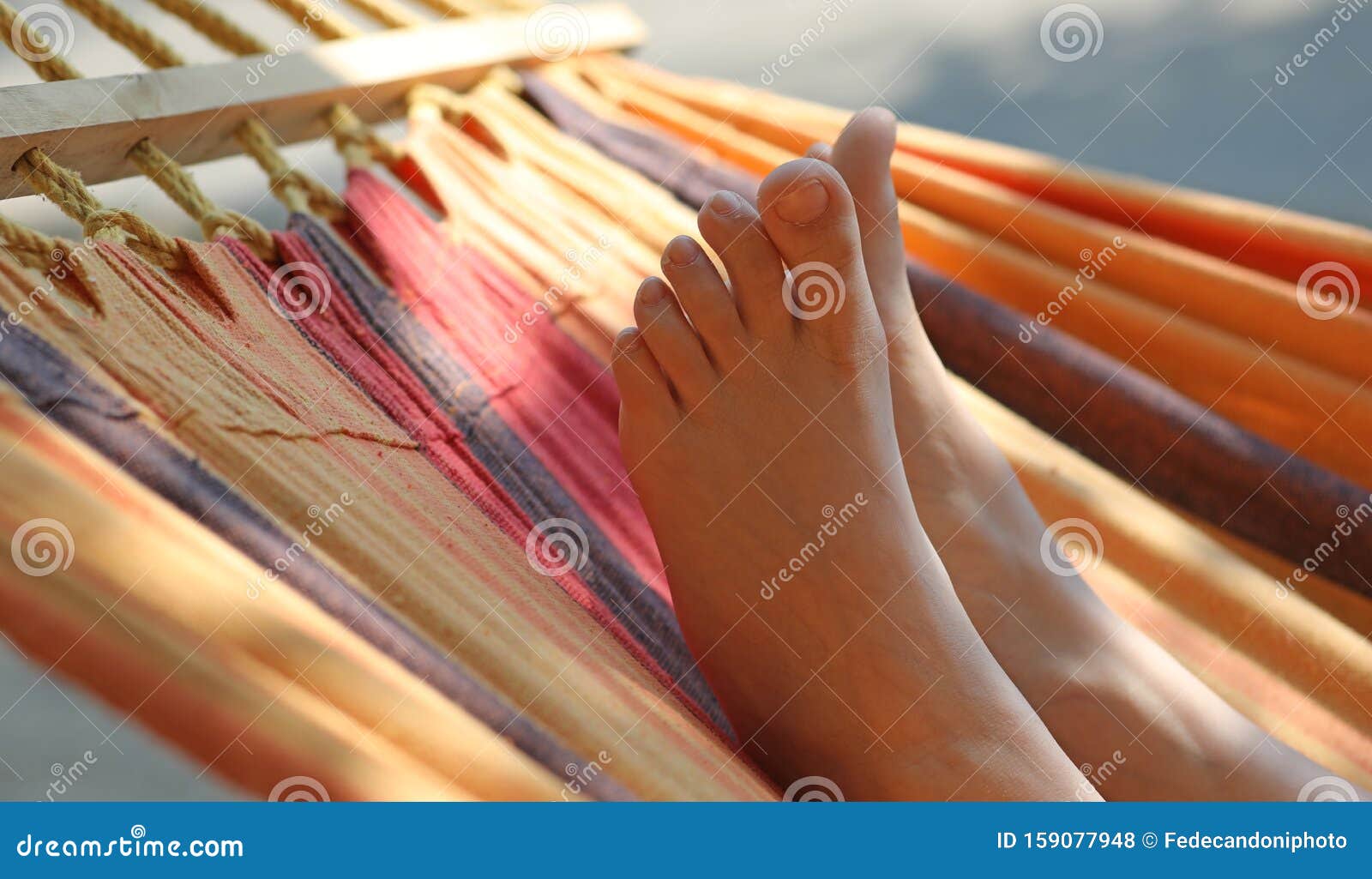 Two Feet of Girl on the Hammock Stock Photo - Image of relaxing ...