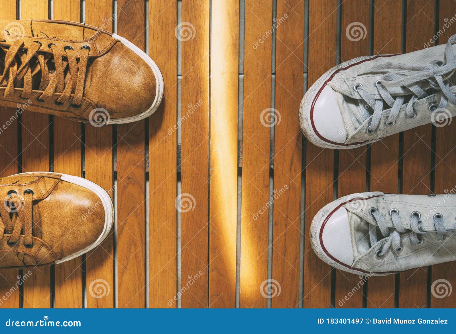 Two Feet Separated by a Line. Stock Image - Image of distancing ...