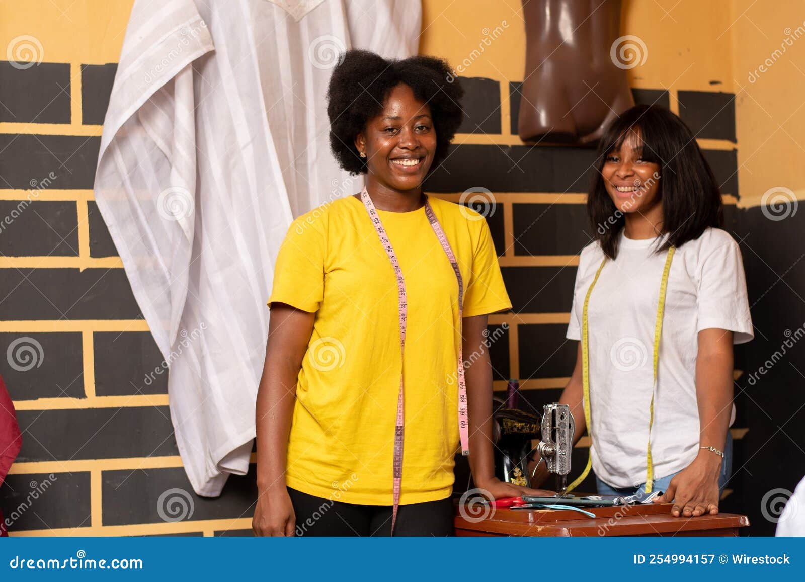 Two Female African Tailors Smiling Stock Image - Image of adult, black ...