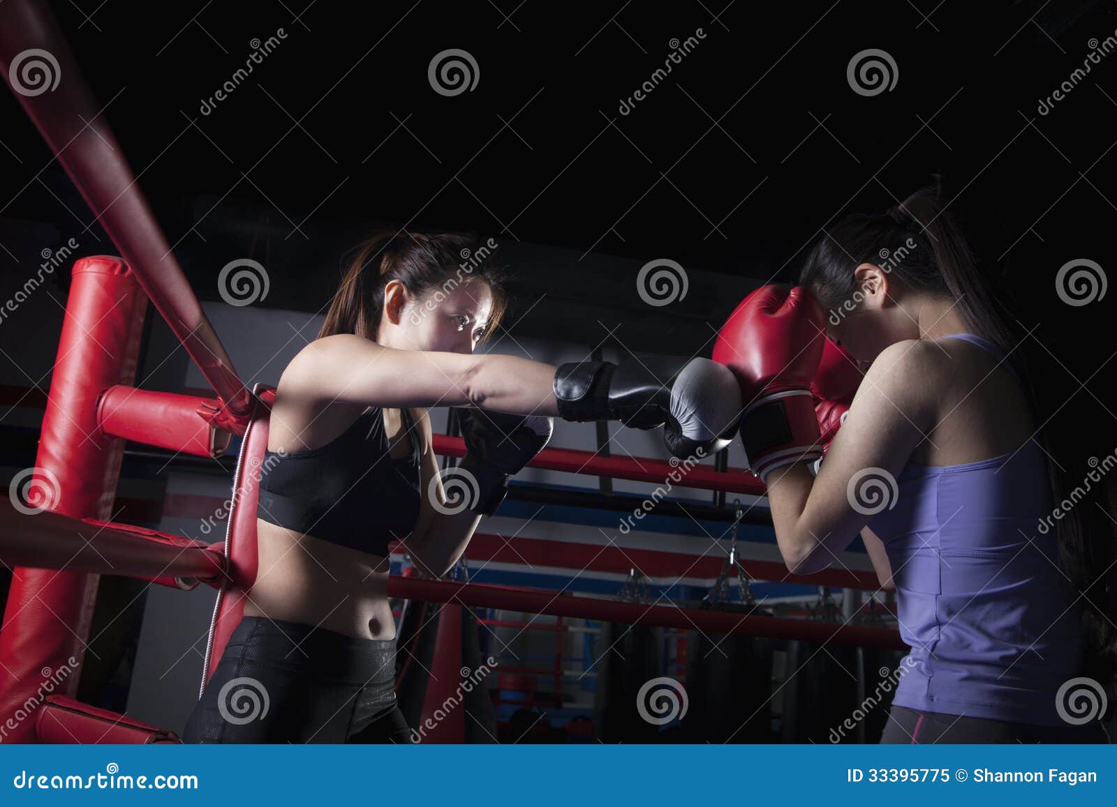 Two Female Boxers Boxing in the Boxing Ring in Beijing, China Stock ...