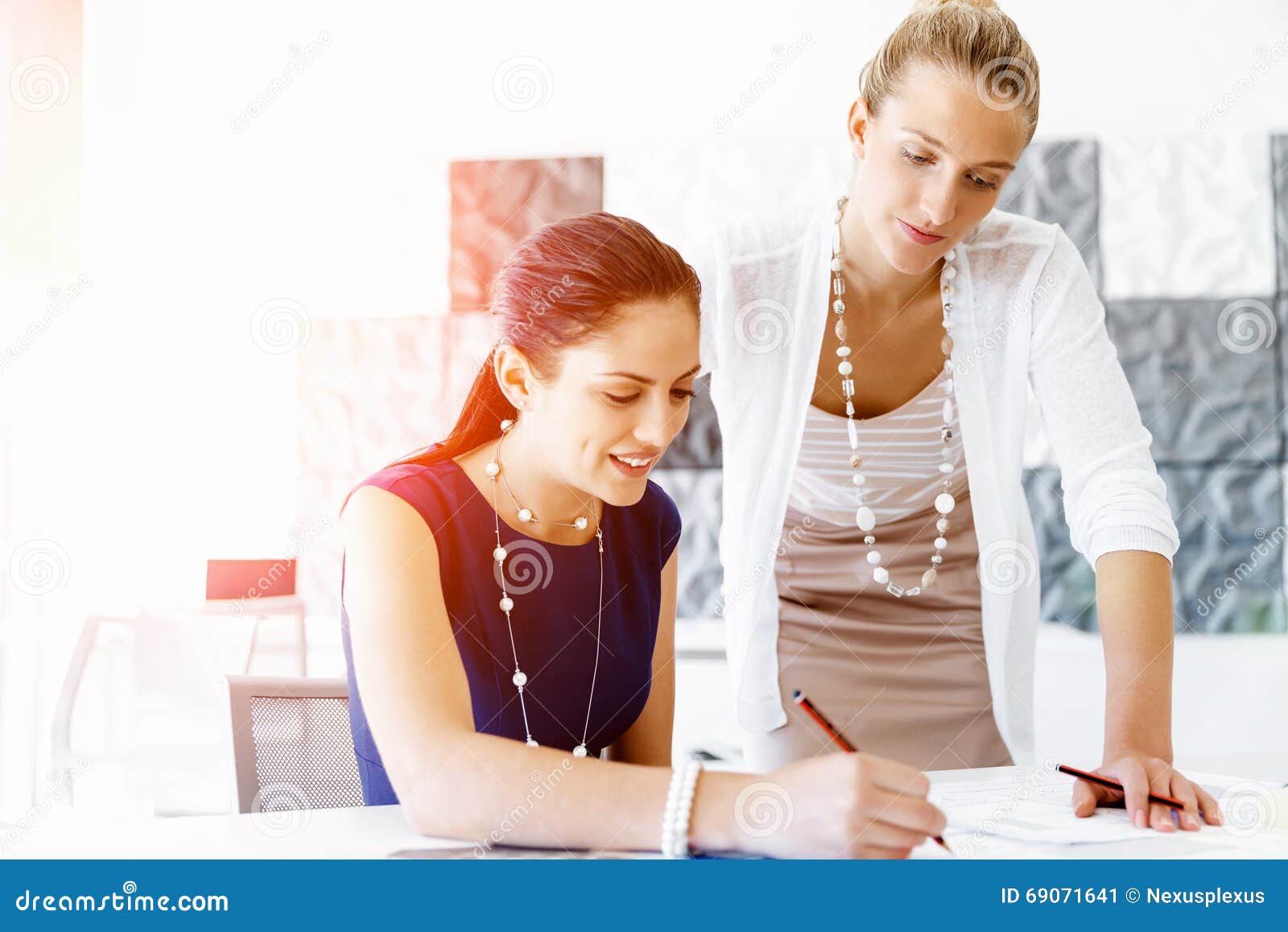 Two Female Colleagues in Office Stock Image - Image of communication ...