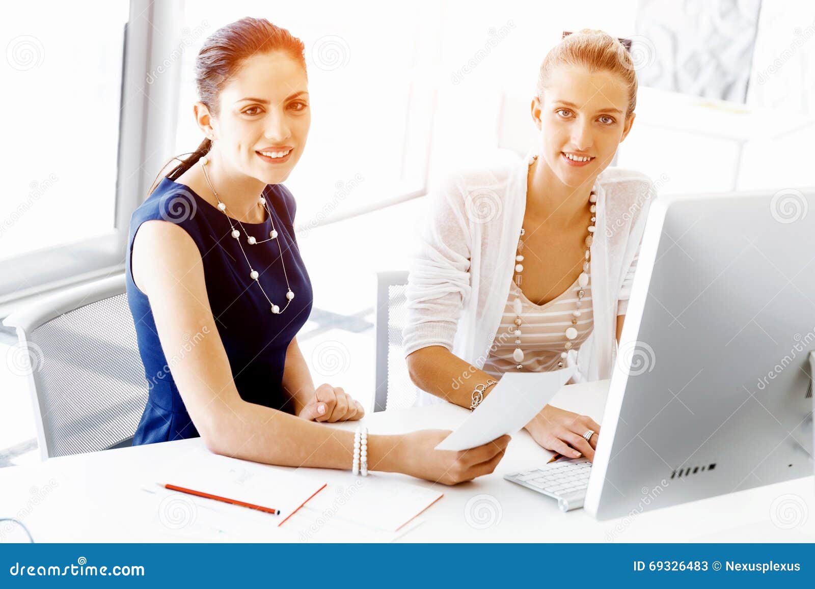 Two Female Colleagues in Office Stock Image - Image of caucasian, group ...