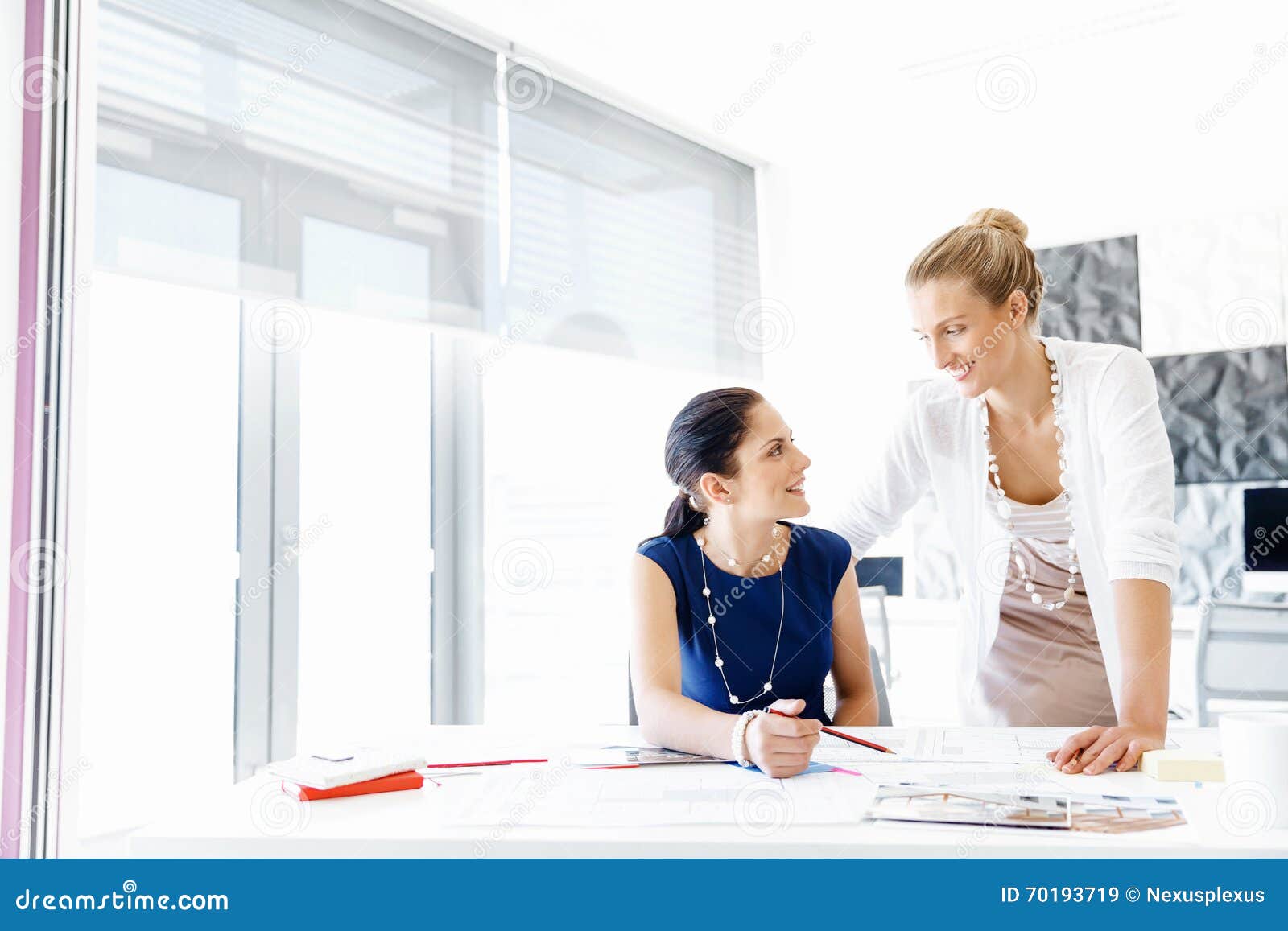 Two Female Colleagues in Office Stock Image - Image of beautiful ...