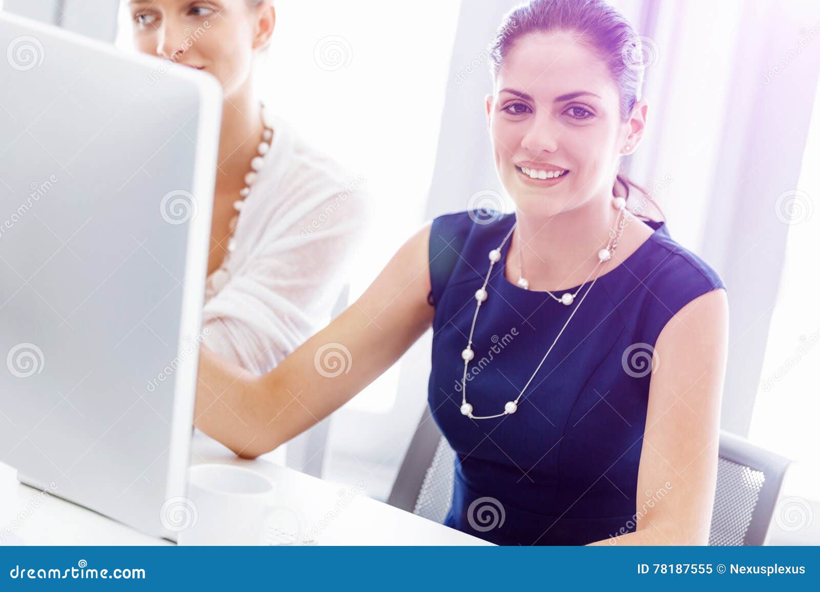 Two Female Colleagues in Office Stock Image - Image of desk, occupation ...