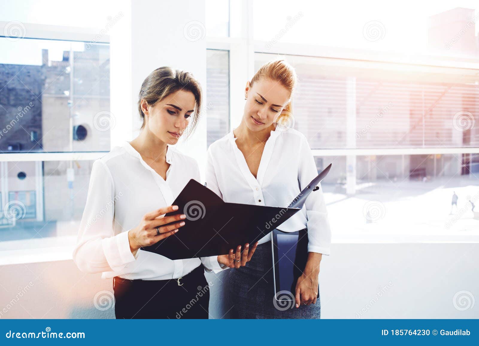 Two Female Confident Leaders Having Conversation about Their Successful ...