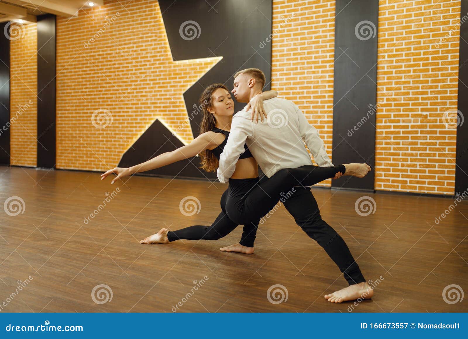 Two Contemporary Dance Performers Poses in Studio Stock Image - Image ...