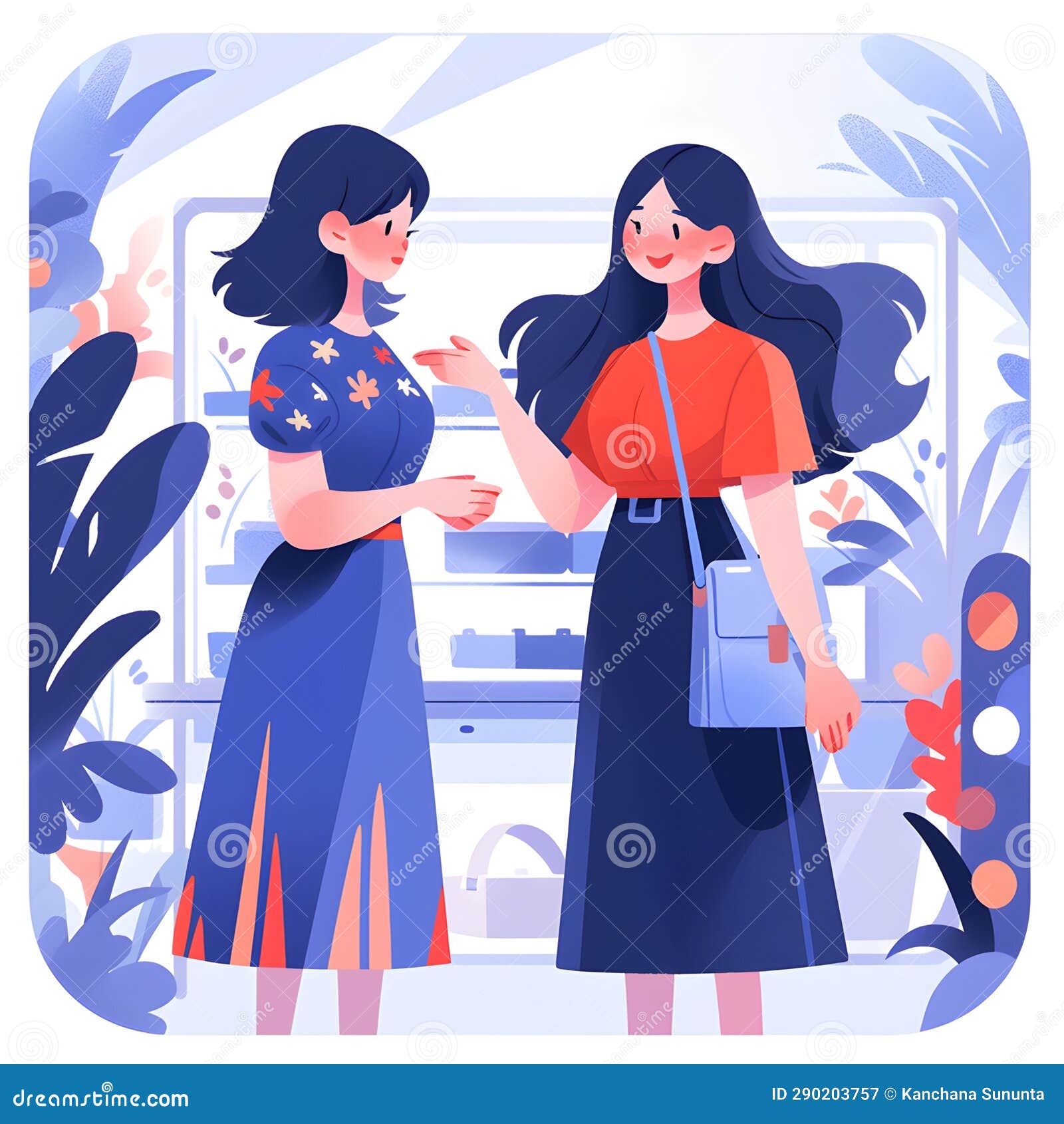 The Two Female Customers Were Talking in a Store,Ai Generation Stock ...