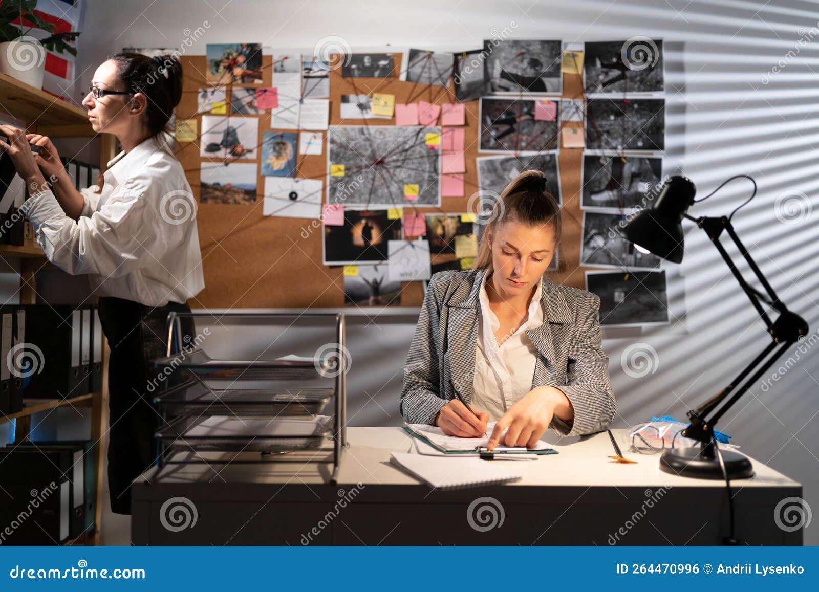 Two Female Detective Working at Desk in Her Office. Stock Photo - Image ...