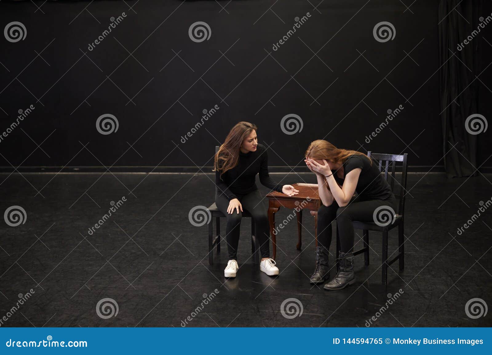 Two Female Drama Students at Performing Arts School in Studio ...