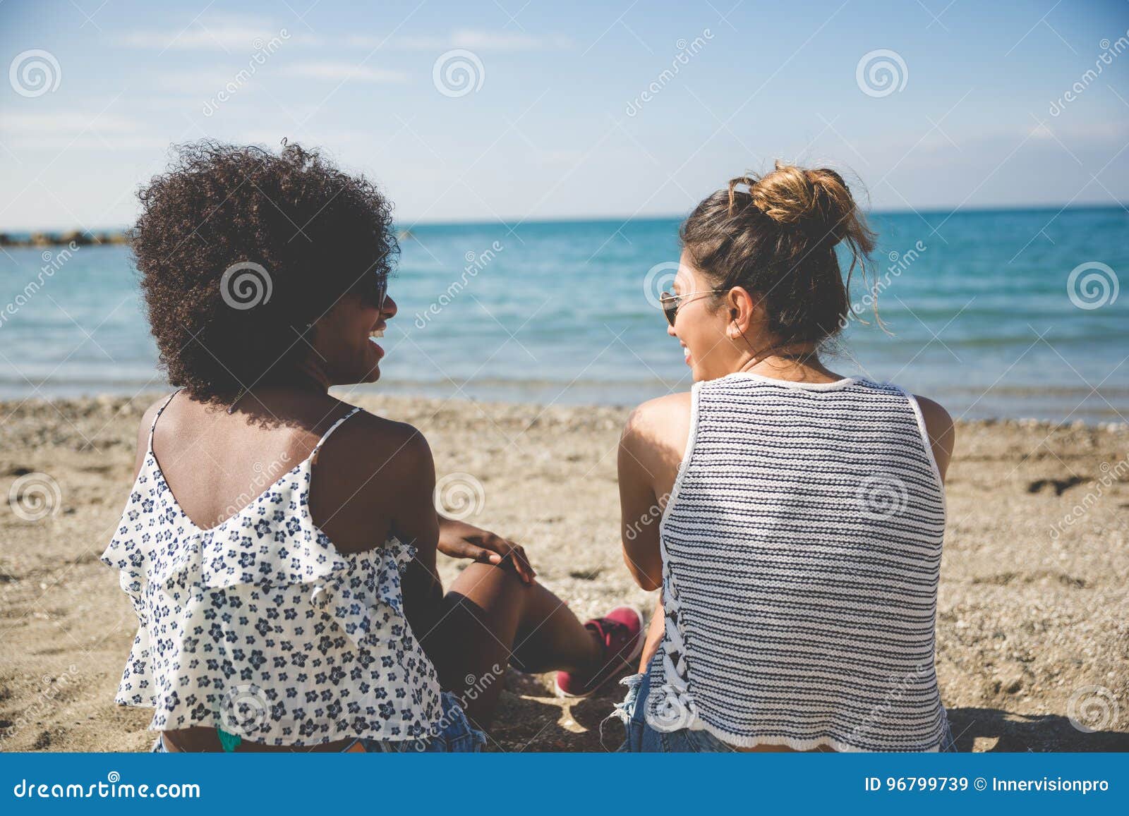 Two Female Friends on Beach Laughing Stock Image - Image of american ...