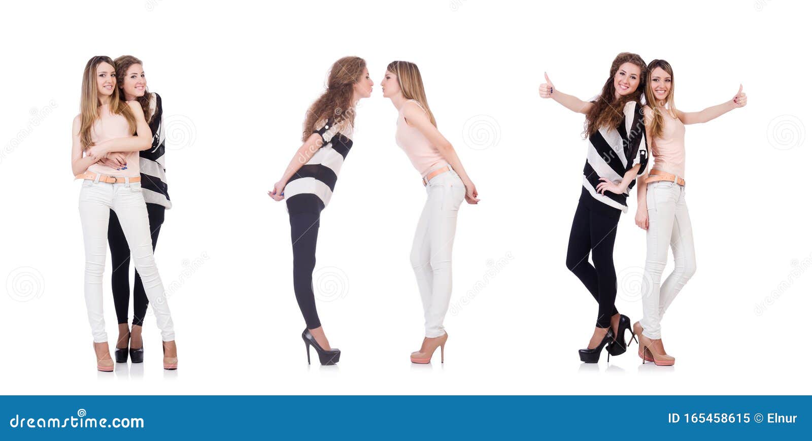 Two Female Friends Isolated on the White Stock Image - Image of beauty ...