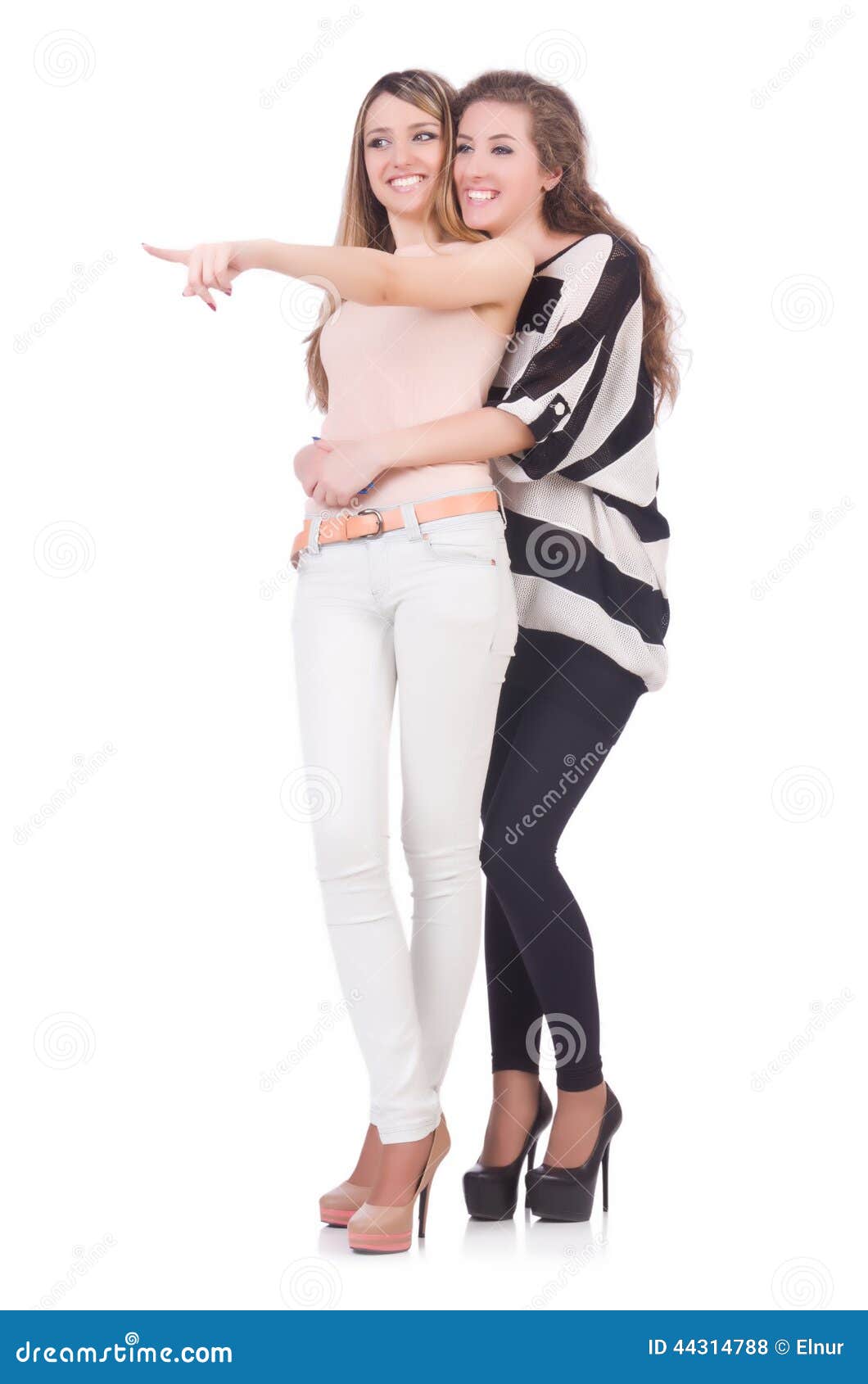 Two Female Friends Isolated Stock Photo - Image of cheerful, hair: 44314788