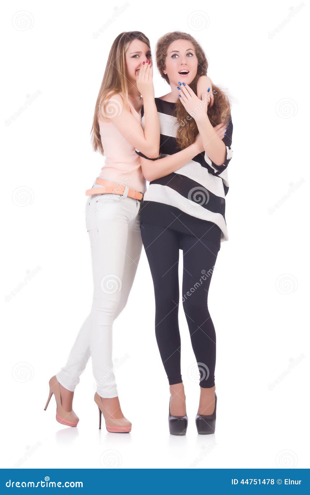 Two Female Friends Isolated Stock Photo - Image of cheerful, pair: 44751478