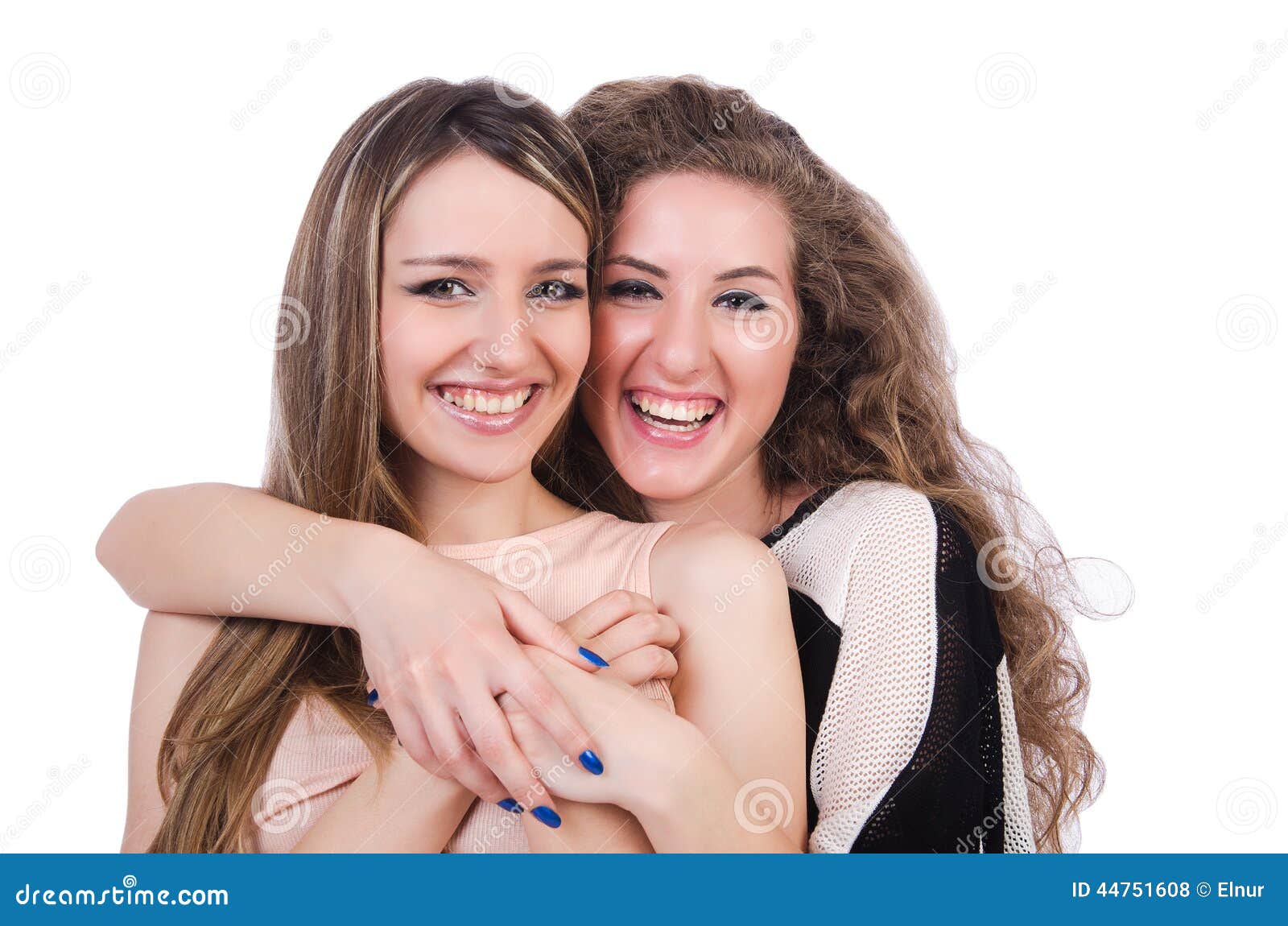 Two Female Friends Isolated Stock Photo - Image of friendship, casual ...