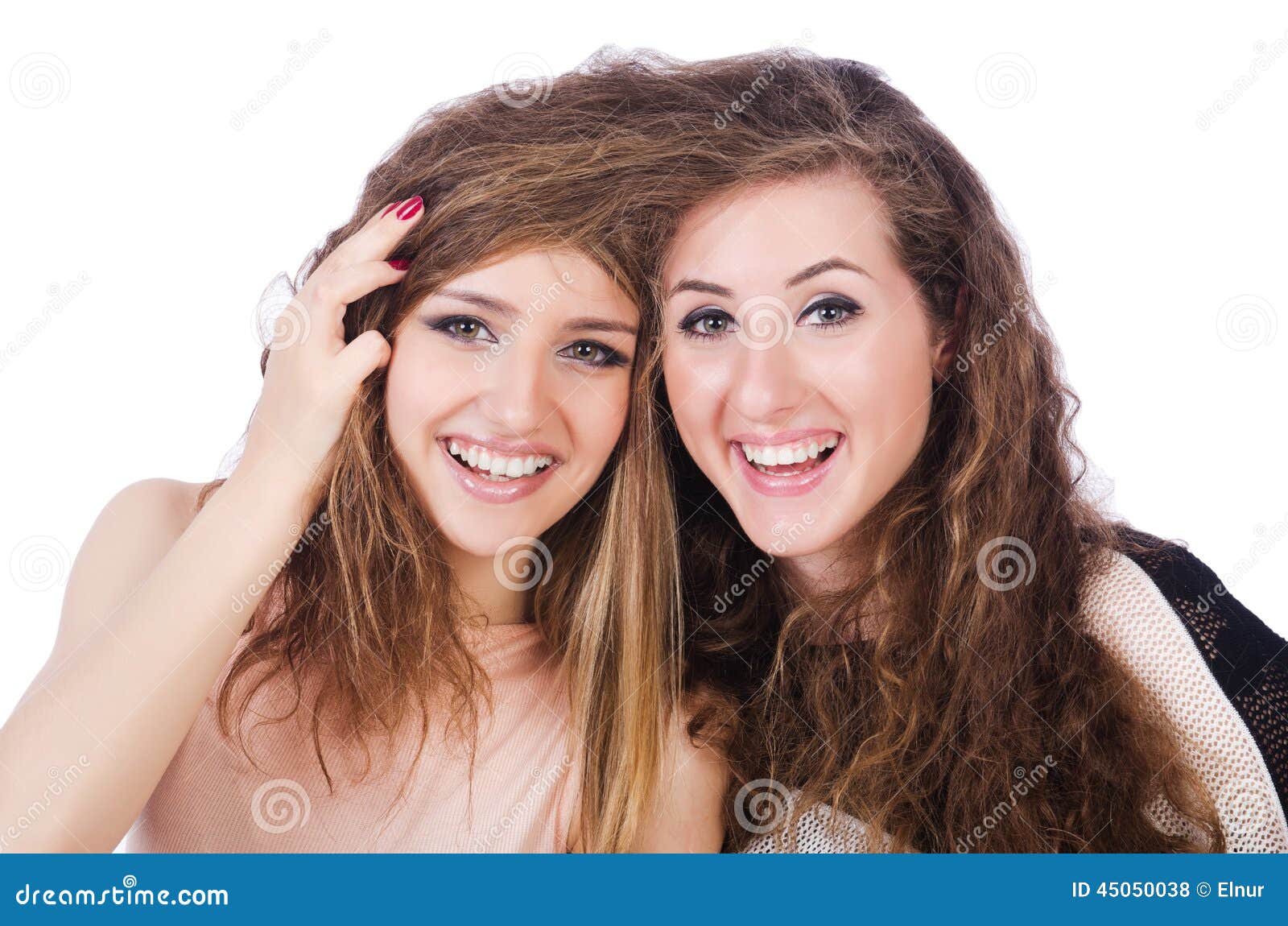 Two Female Friends Isolated Stock Photo - Image of isolated, leisure ...