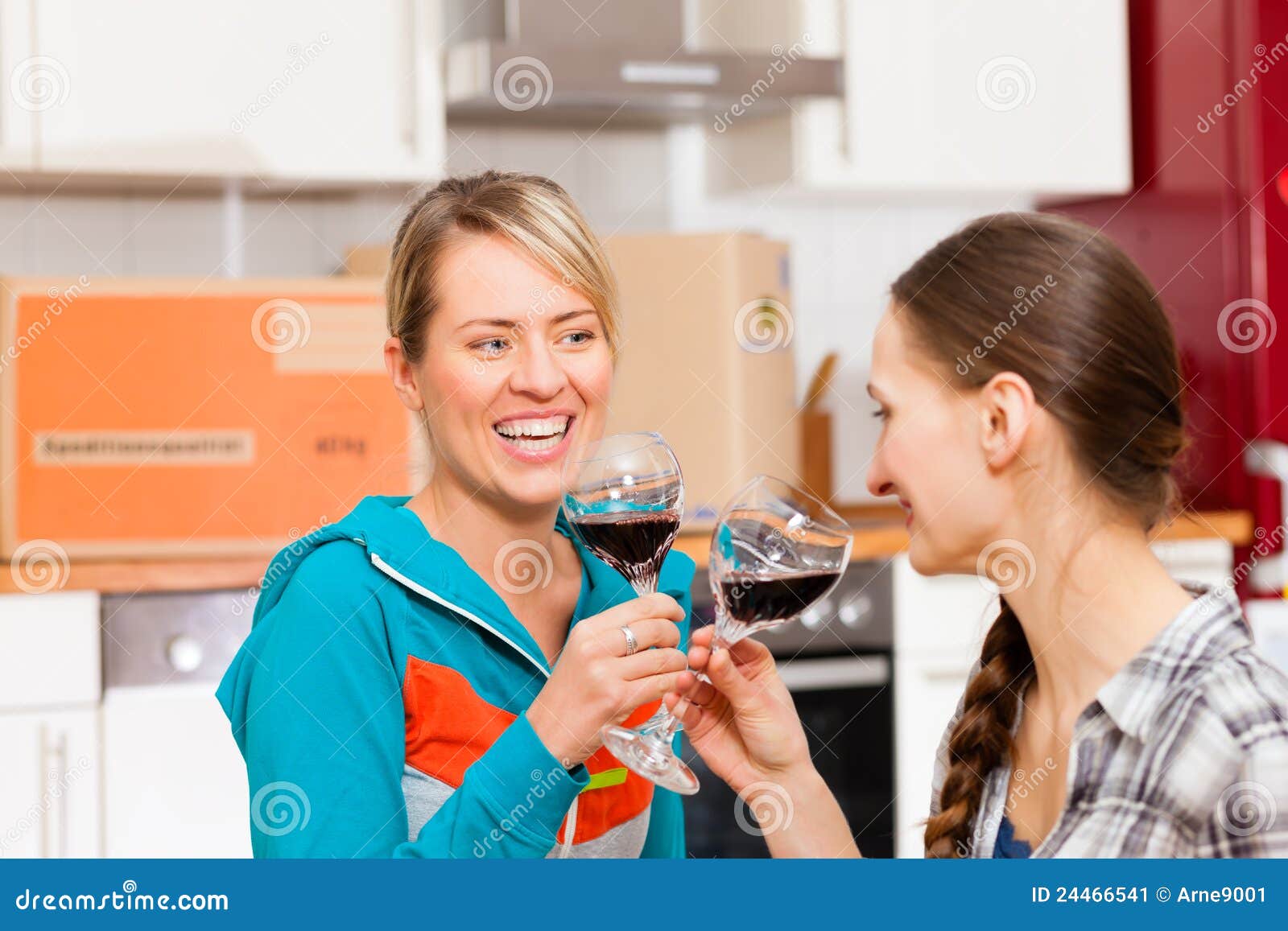 Two Female Friends Moving in an Apartment Stock Image - Image of friend ...