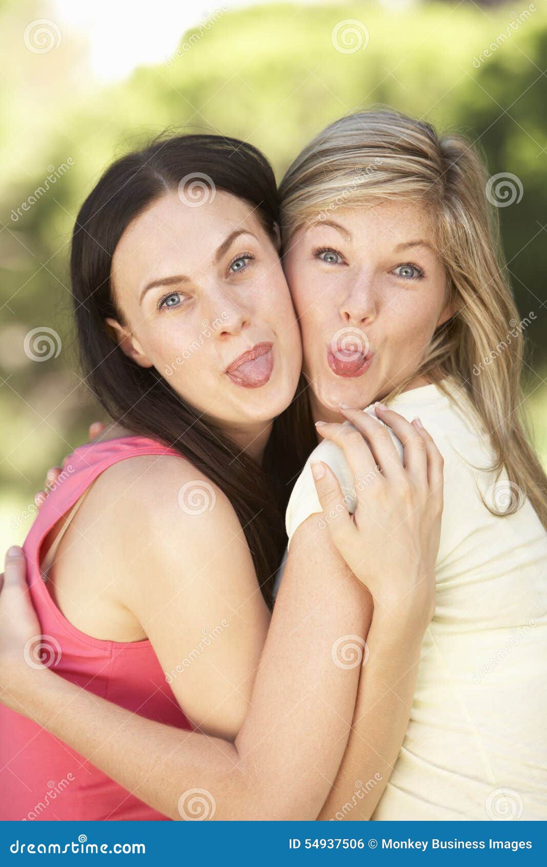 Friends Pulling Funny Faces On Beach Royalty-Free Stock Photography ...