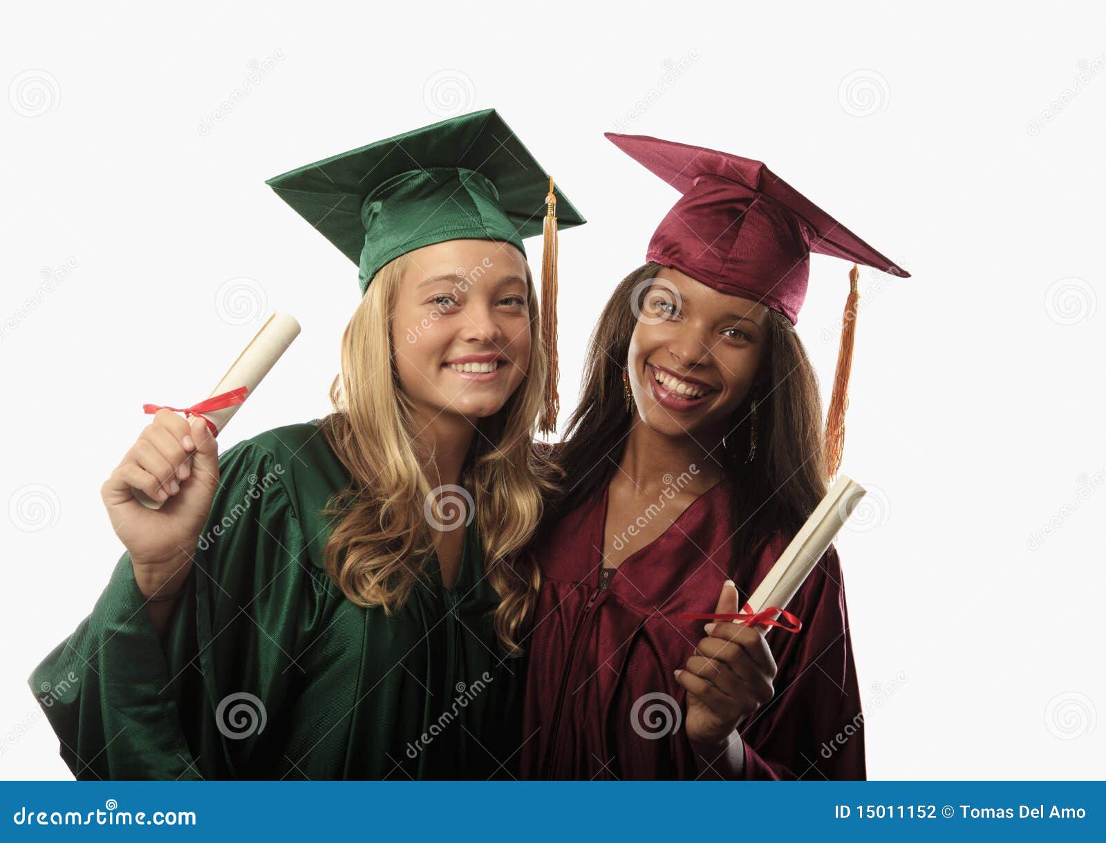 Female Graduates In Cap And Gown Wearing Medical Face Masks Royalty ...