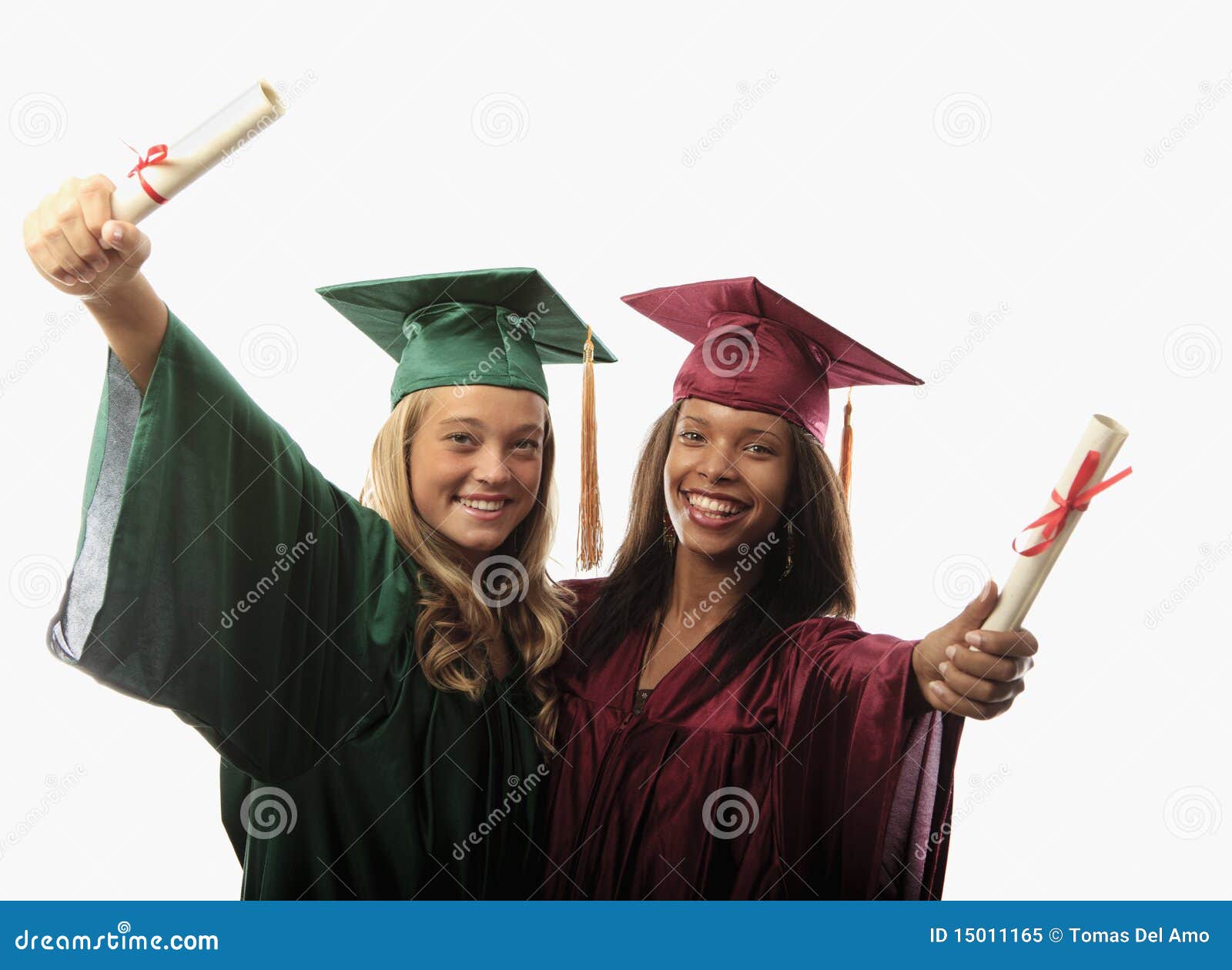 Two Female Graduates in Cap and Gown Stock Image - Image of woman ...