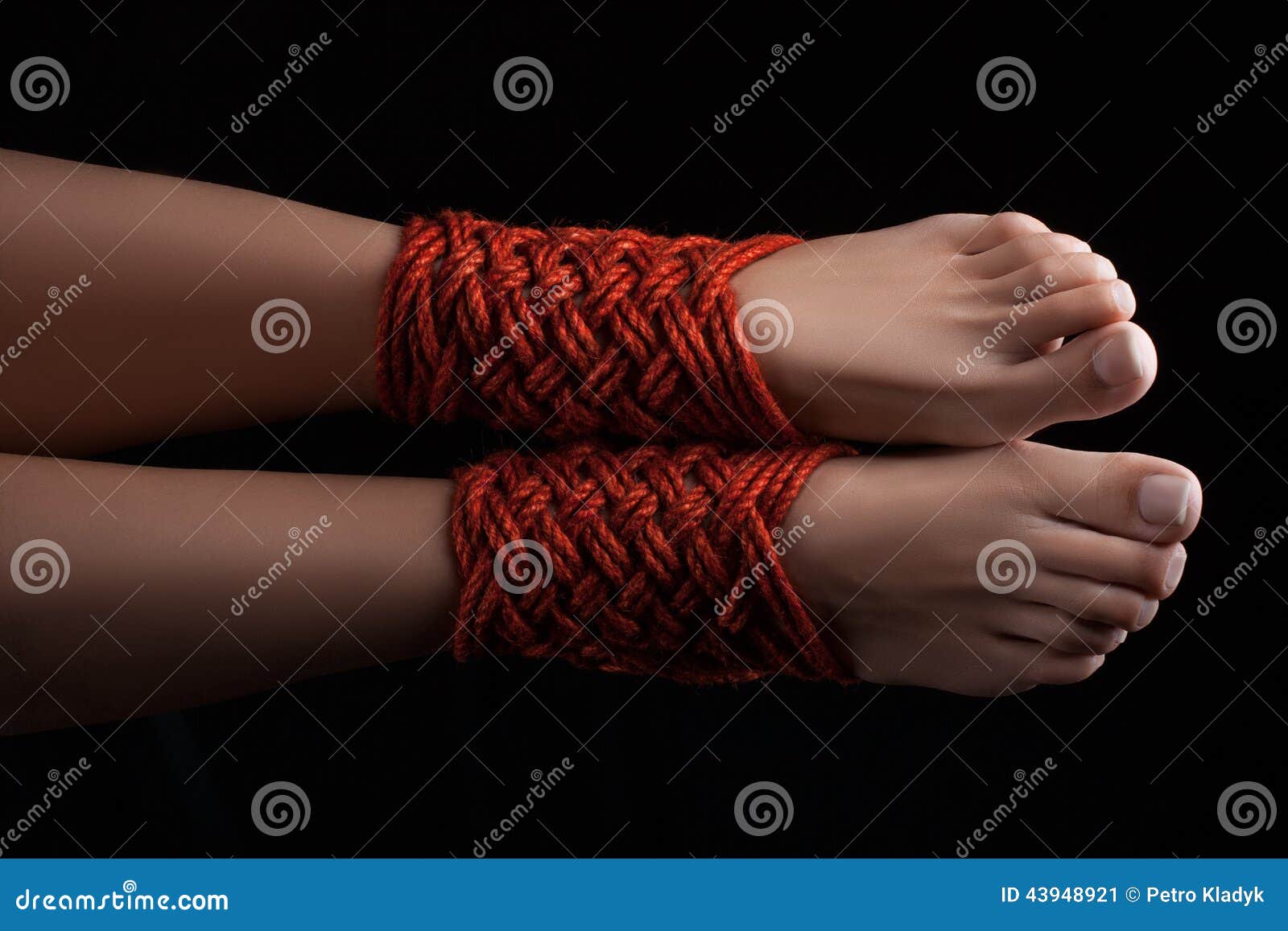 Two female legs shibari. stock image. Image of bare, foot - 43948921