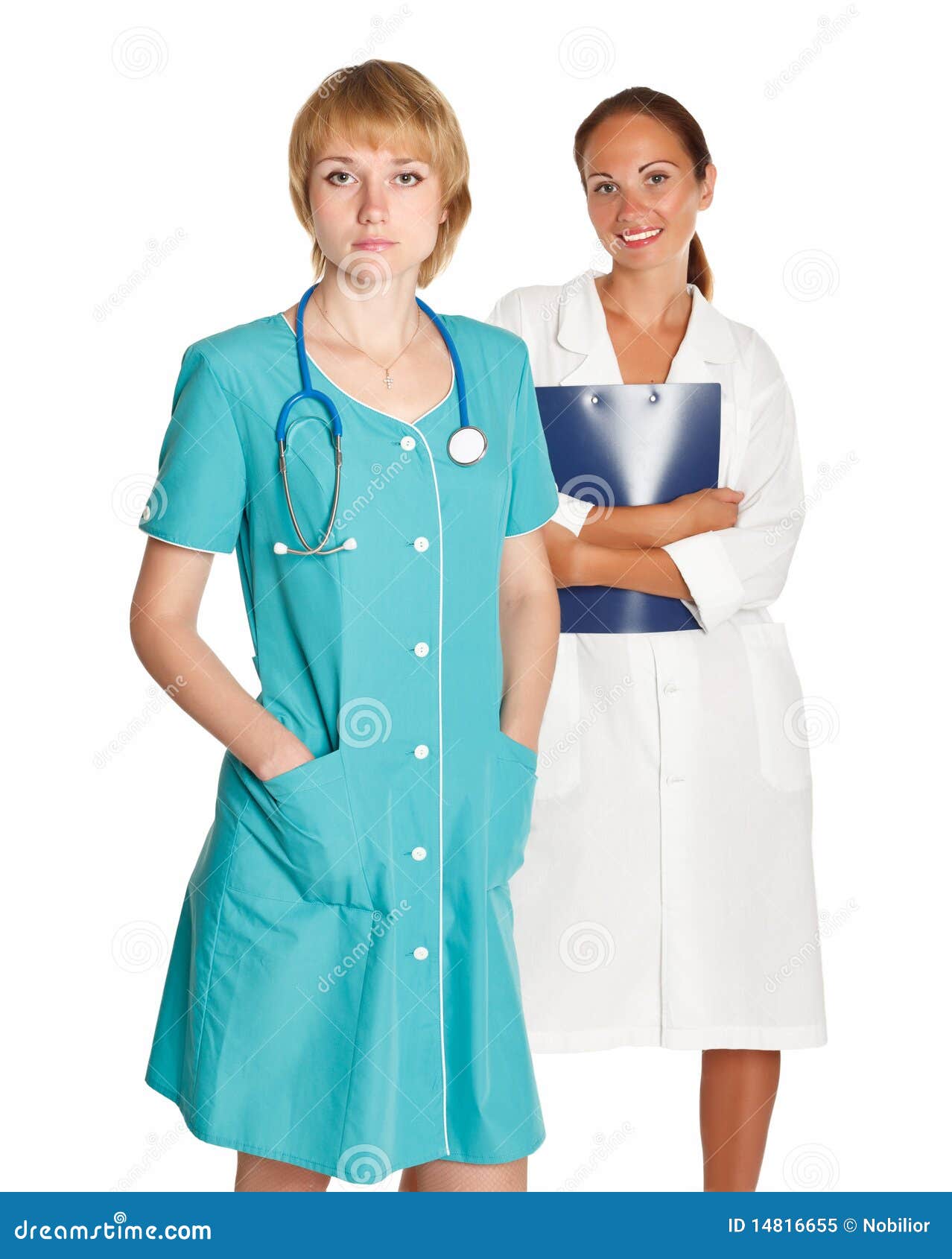 Two female nurses stock image. Image of coat, examination - 14816655
