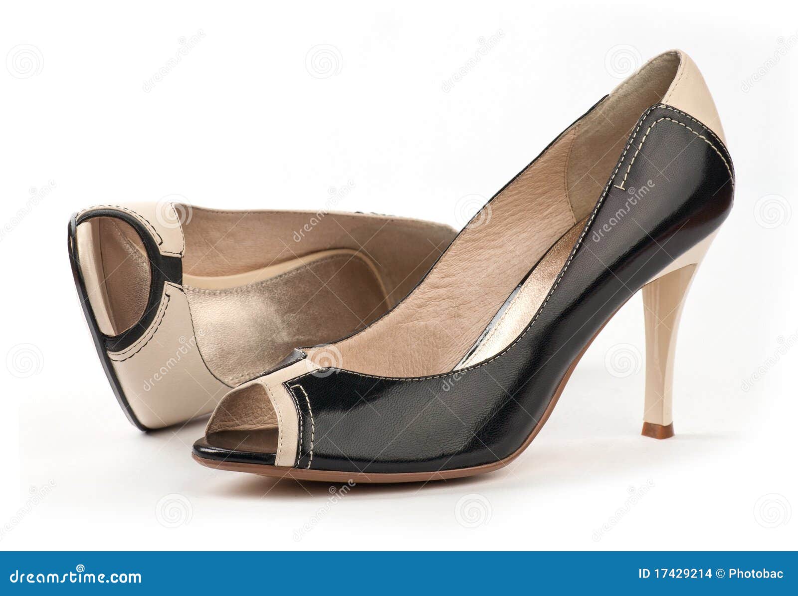 Two female open-toe shoes stock photo. Image of leather - 17429214