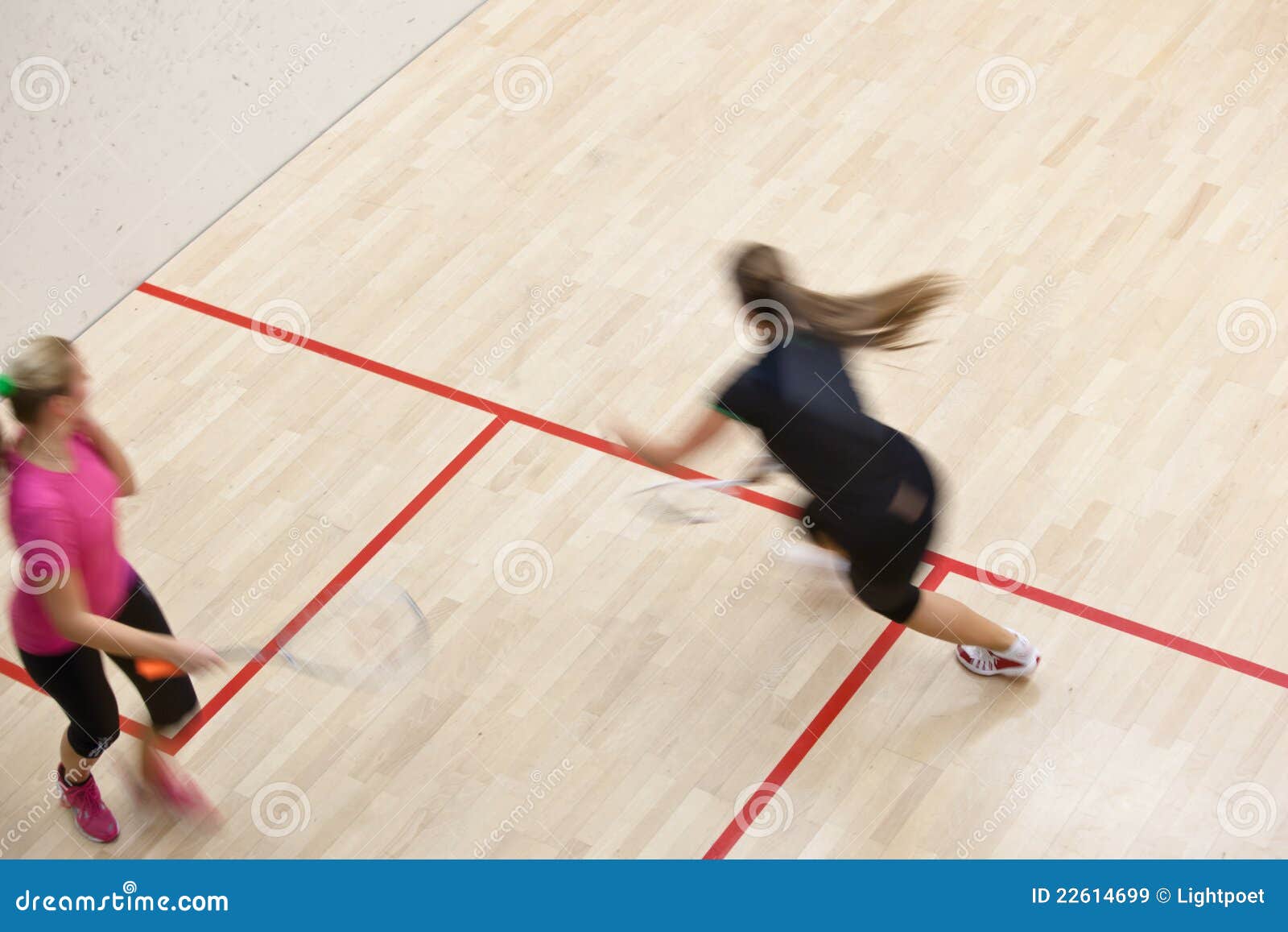 Two Female Squash Players in Fast Action on a Squash Court Stock Image ...