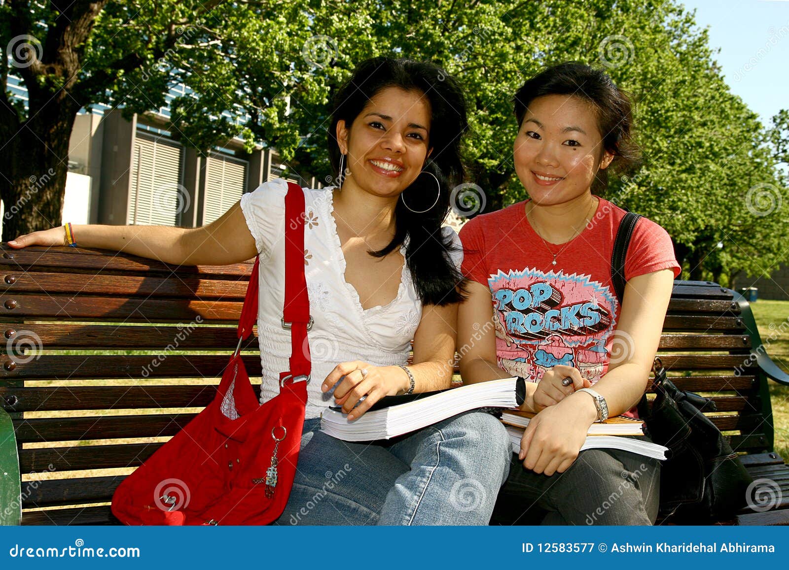 Two female students. stock image. Image of asian, teen - 12583577