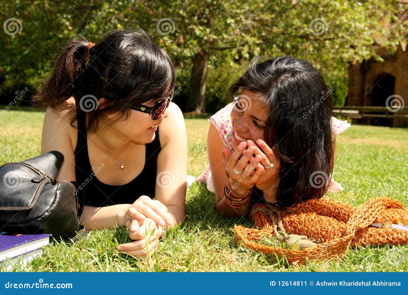 Two female students. stock image. Image of woman, summer - 12614811