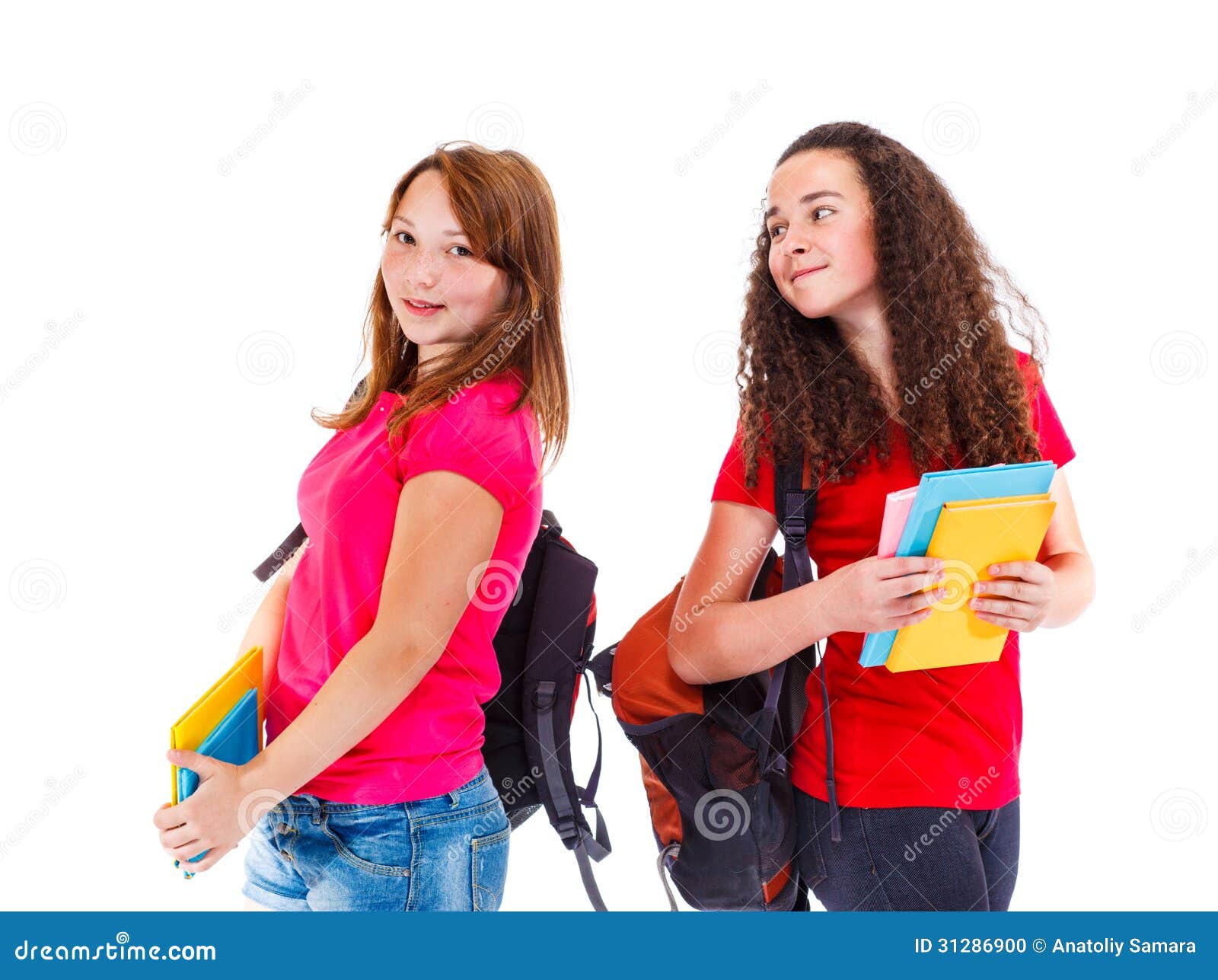 Two female students stock photo. Image of school, books - 31286900