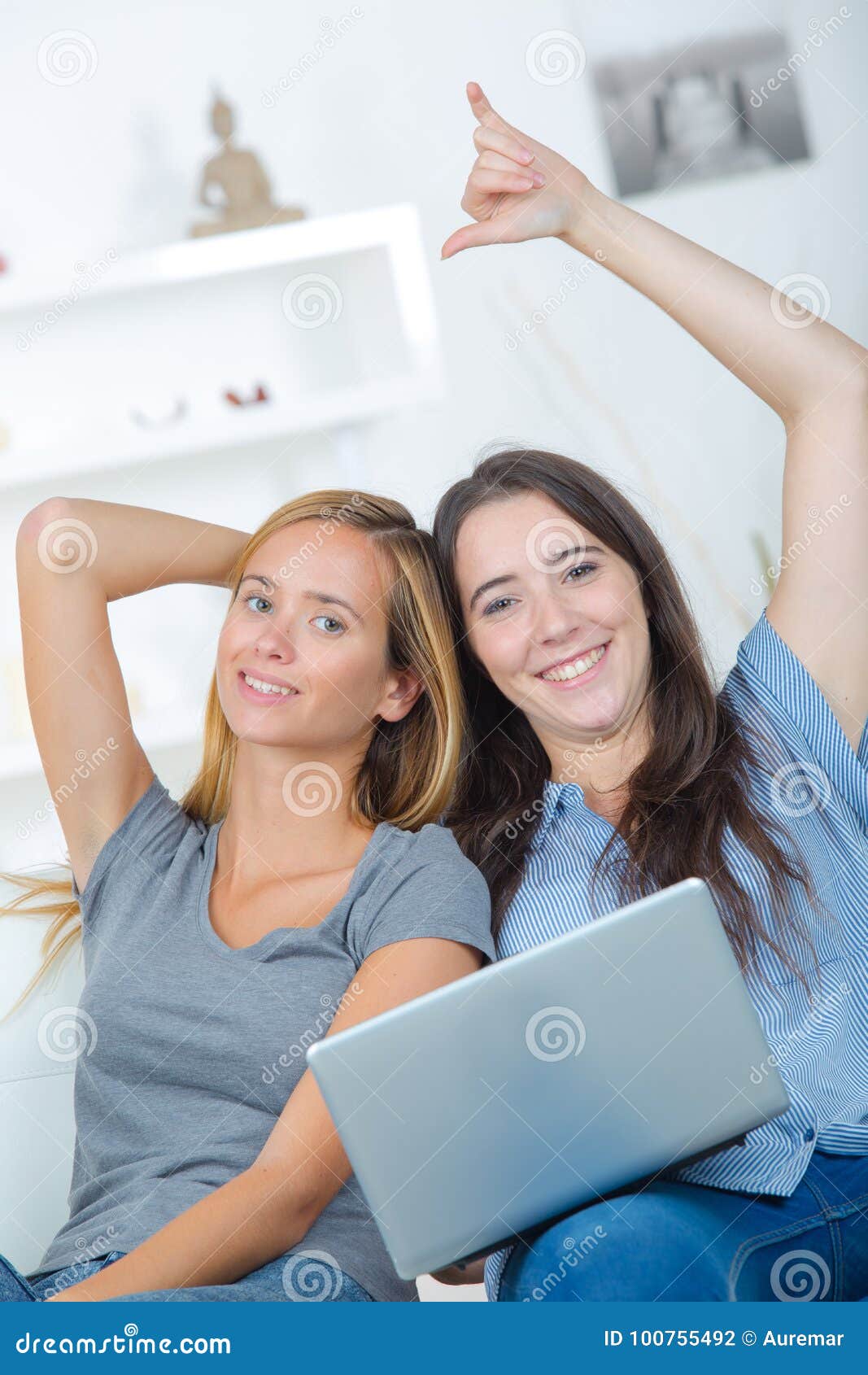 Two Female Students Using Laptop Stock Photo - Image of friendly ...