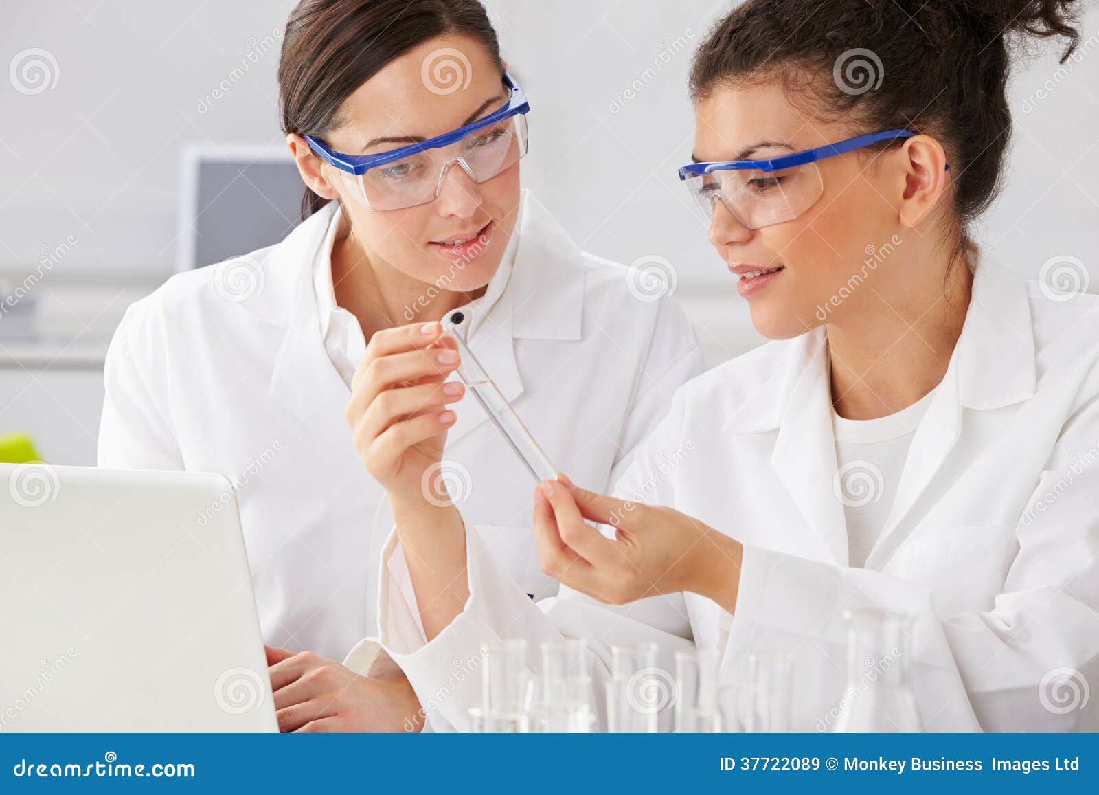 Two Female Technicians Working in Laboratory Stock Image - Image of ...