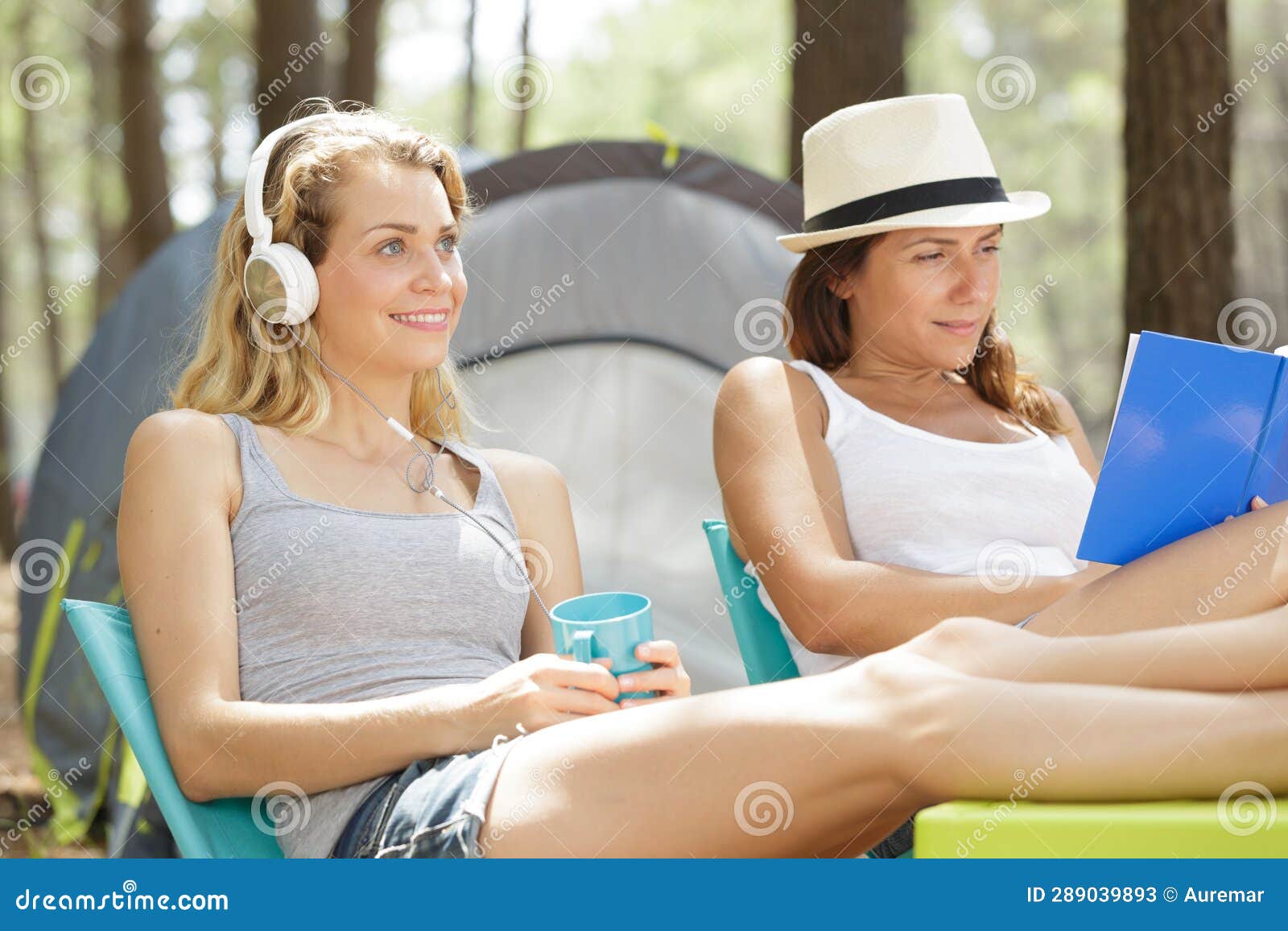 Two Female Vacationer Campers Stock Image - Image of camping, tourist ...