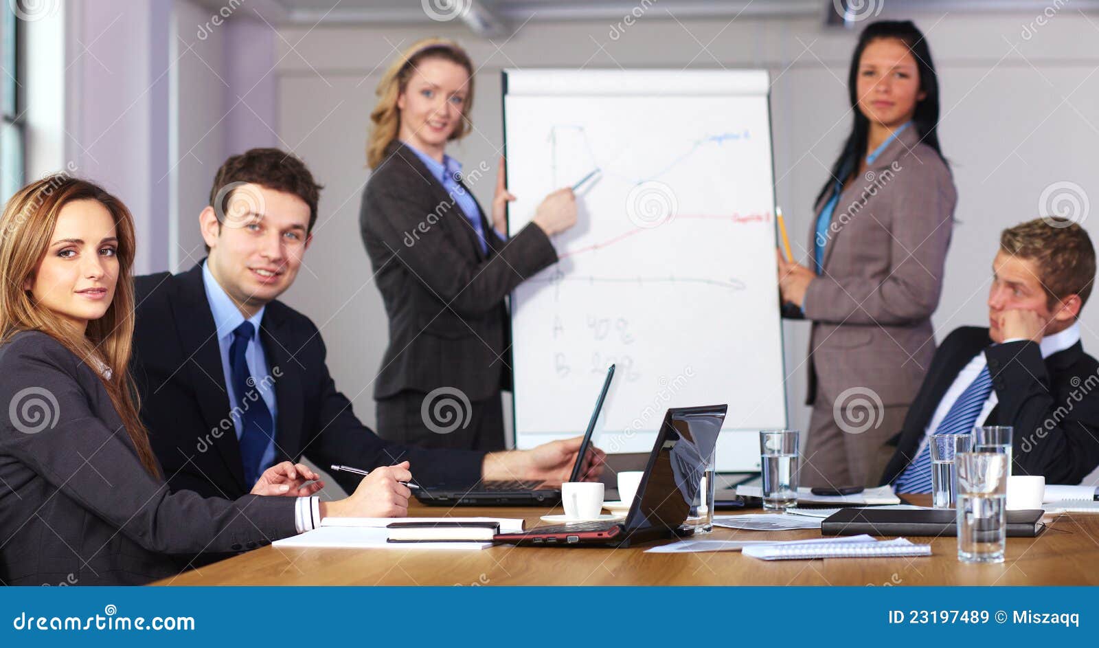 Two Females Present Graph on Flipchart Stock Image - Image of ...