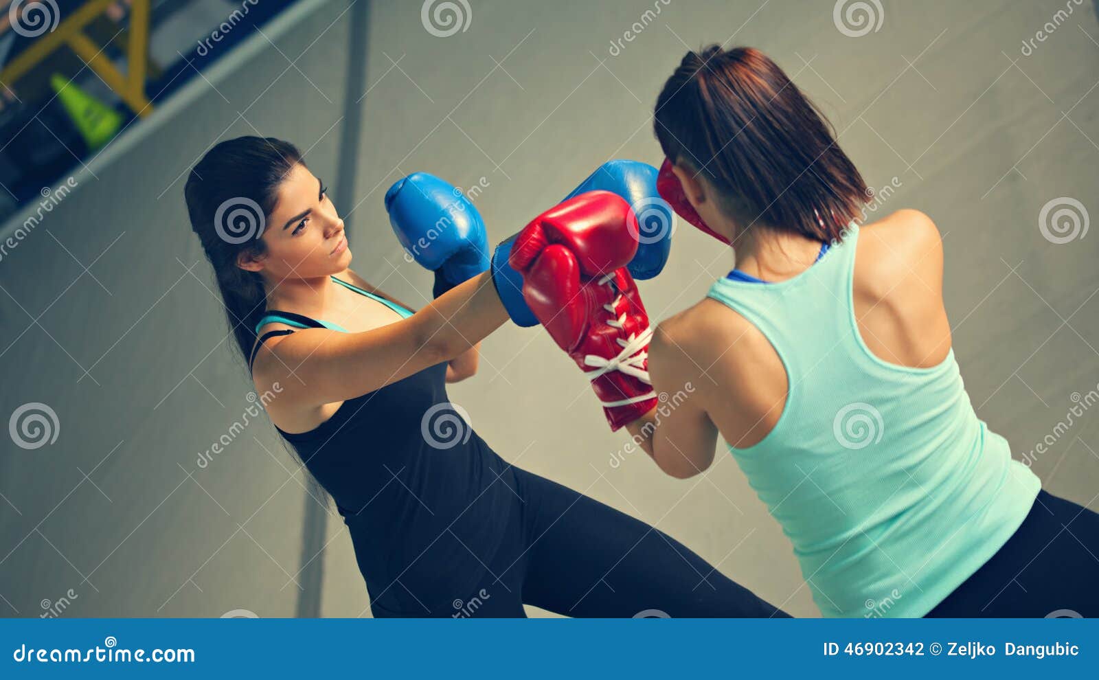 Two Females Sparring stock photo. Image of combative - 46902342